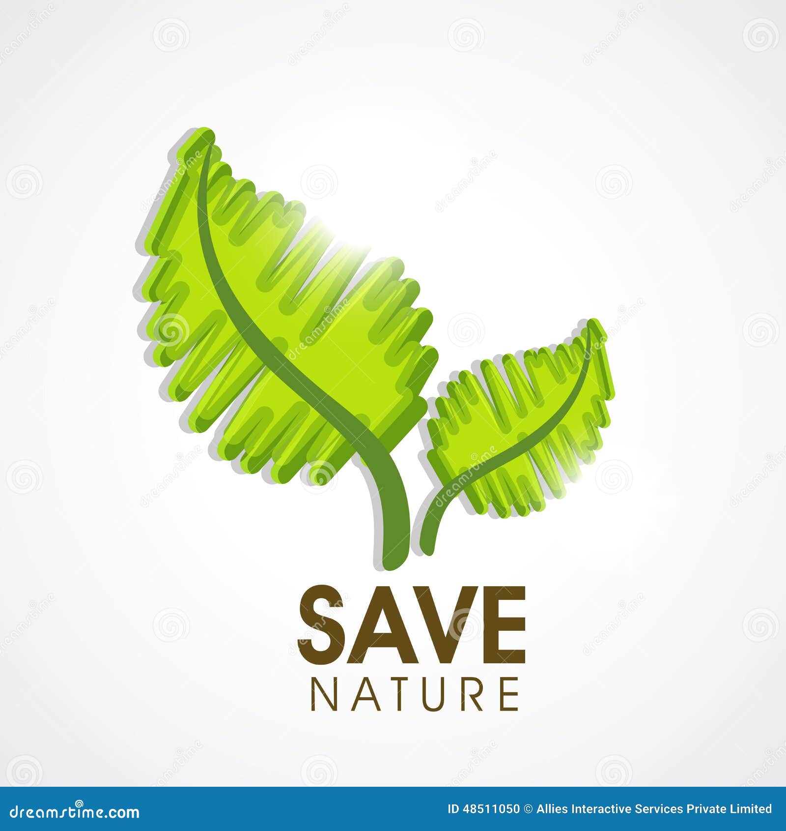 Save Nature Concept with Green Leaves. Stock Illustration ...