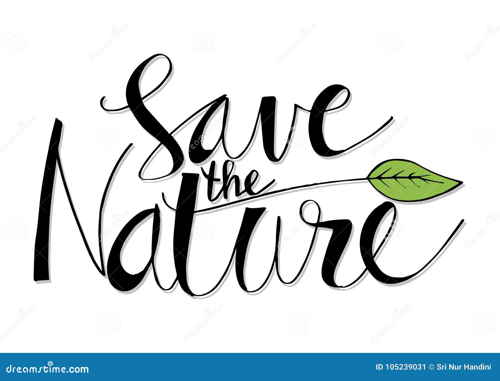 Save the nature lettering stock vector. Illustration of message - 105239031
