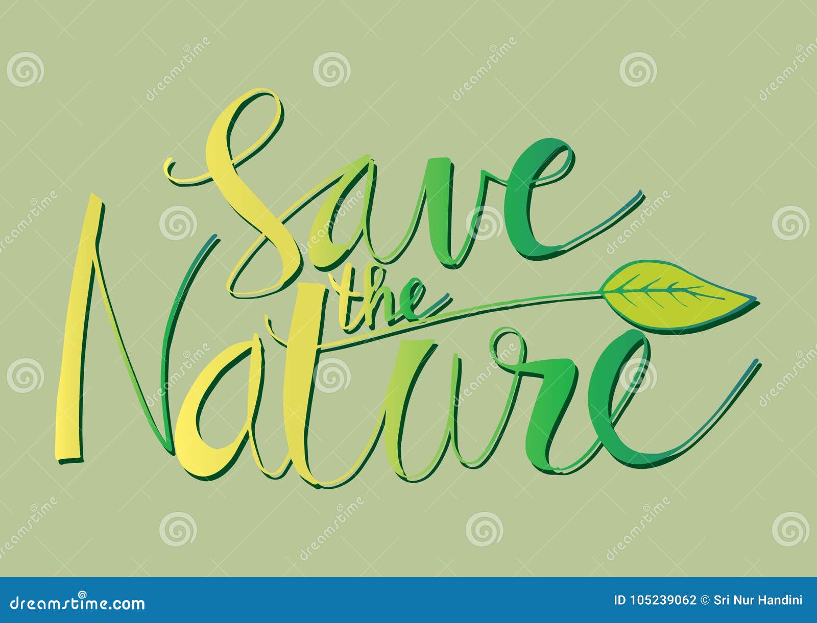 Save the nature lettering stock vector. Illustration of element - 105239062