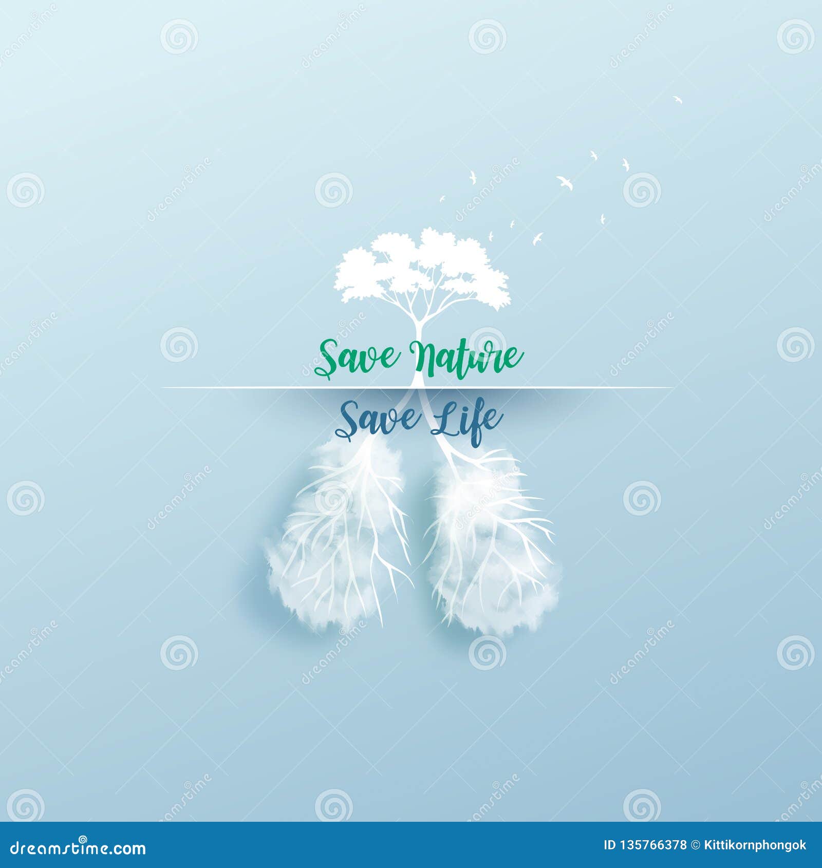 Save Nature Save Life Concept. Stock Illustration - Illustration of ...