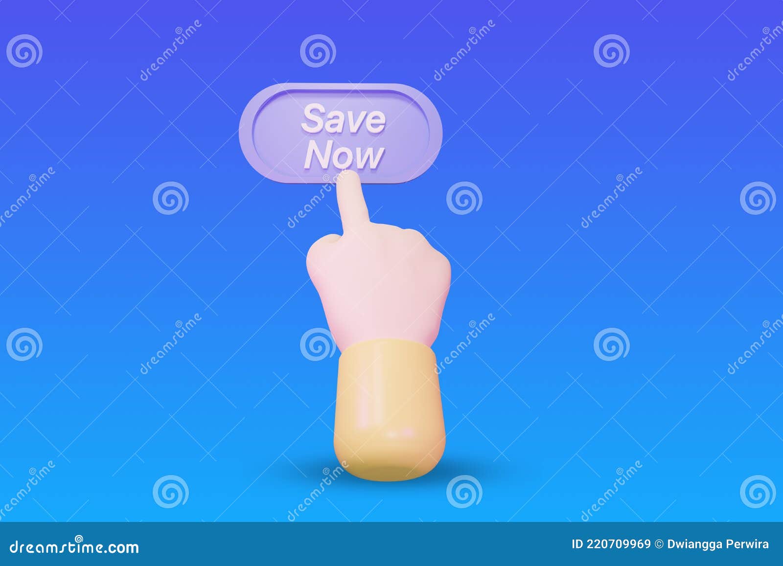 Save Now 3d hand render stock illustration. Illustration of close ...