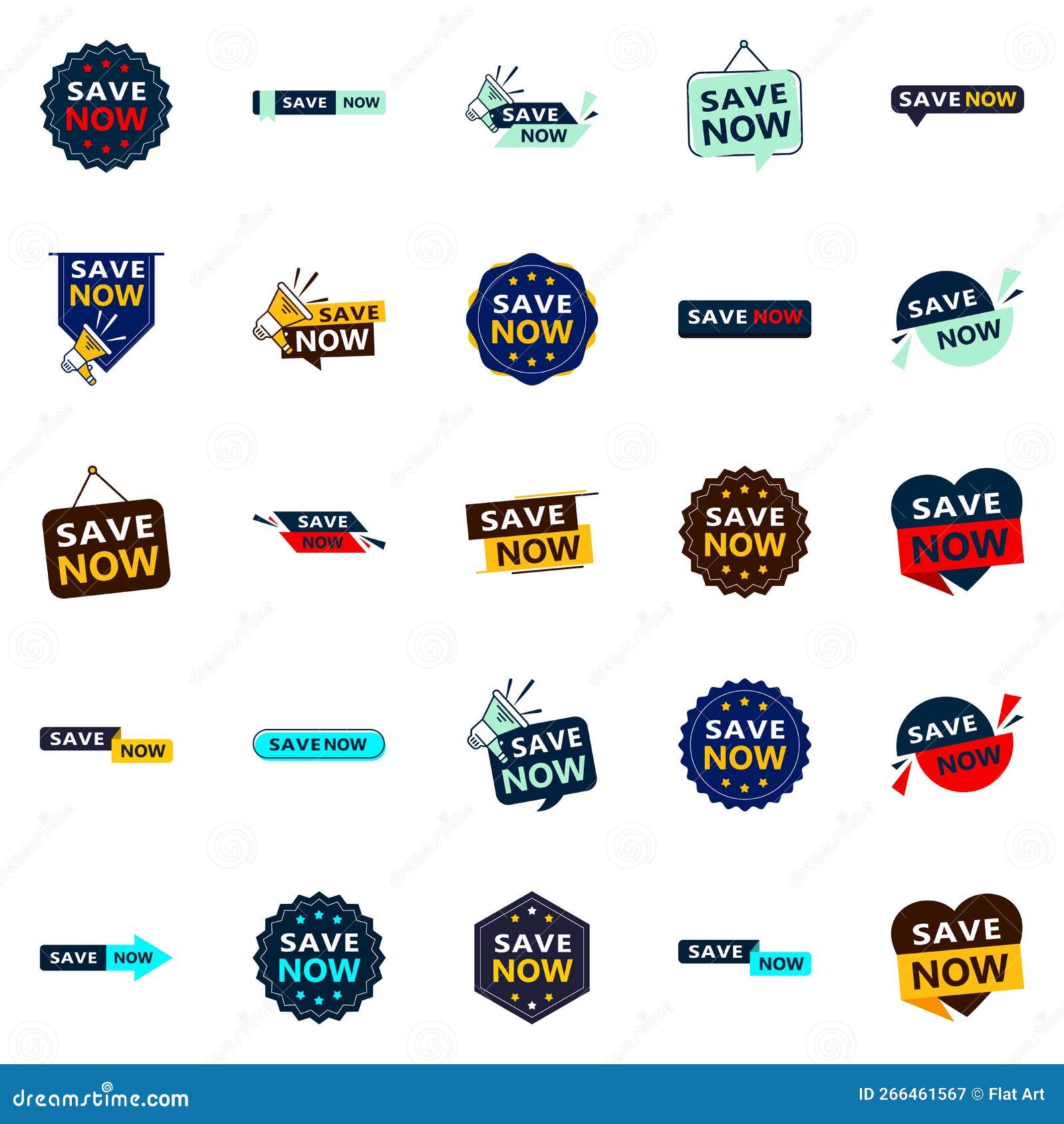 Save Now 25 Modern Typographic Elements To Encourage Savings Stock ...