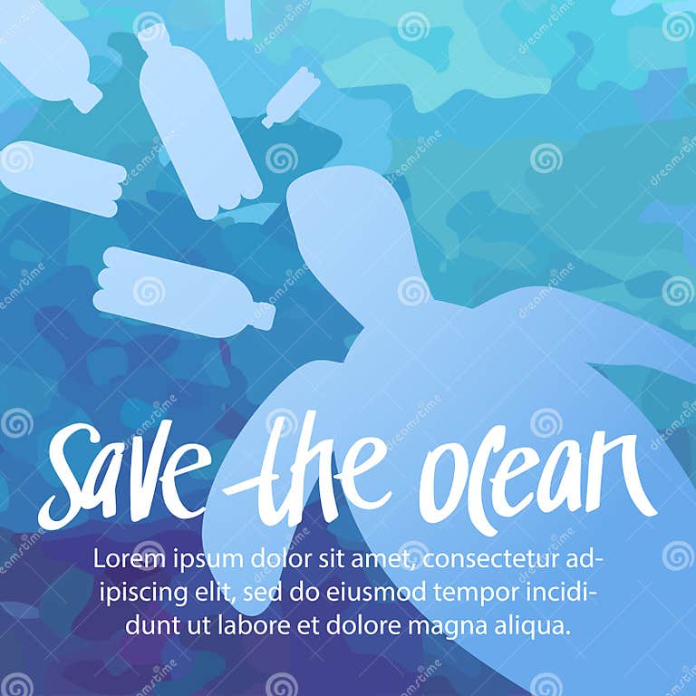 Save The Ocean Square Vector Image The Environment Protection Vector