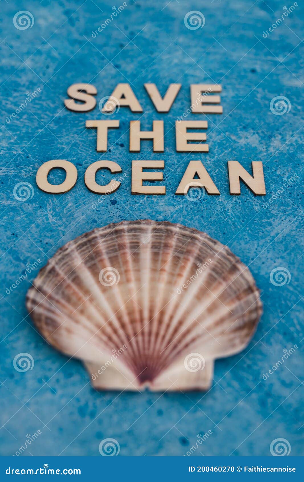 Save the Ocean Text on Blue Bakground with Sea Shells, Act for Climate ...