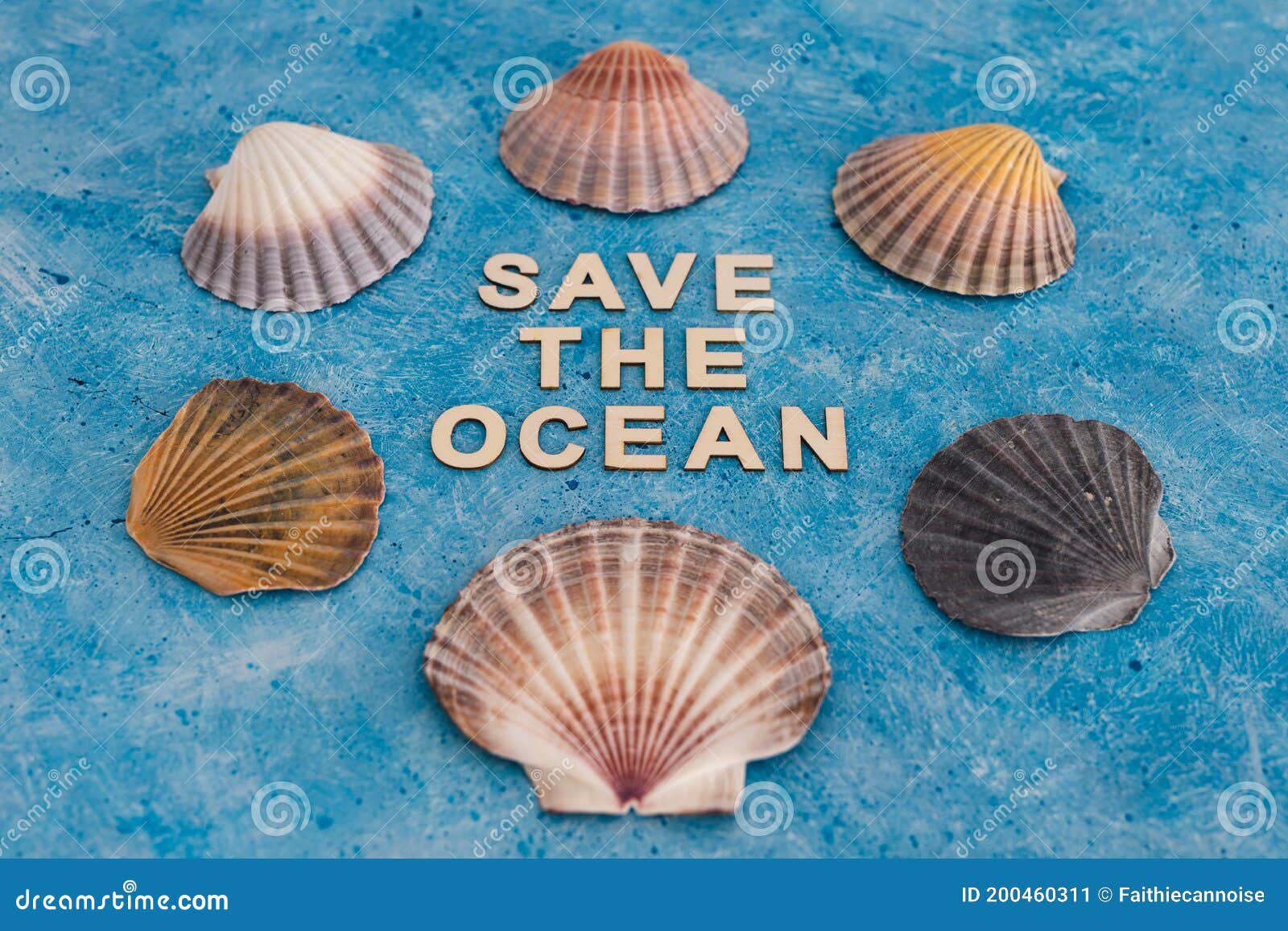 Save the Ocean Text on Blue Bakground with Sea Shells, Act for Climate ...