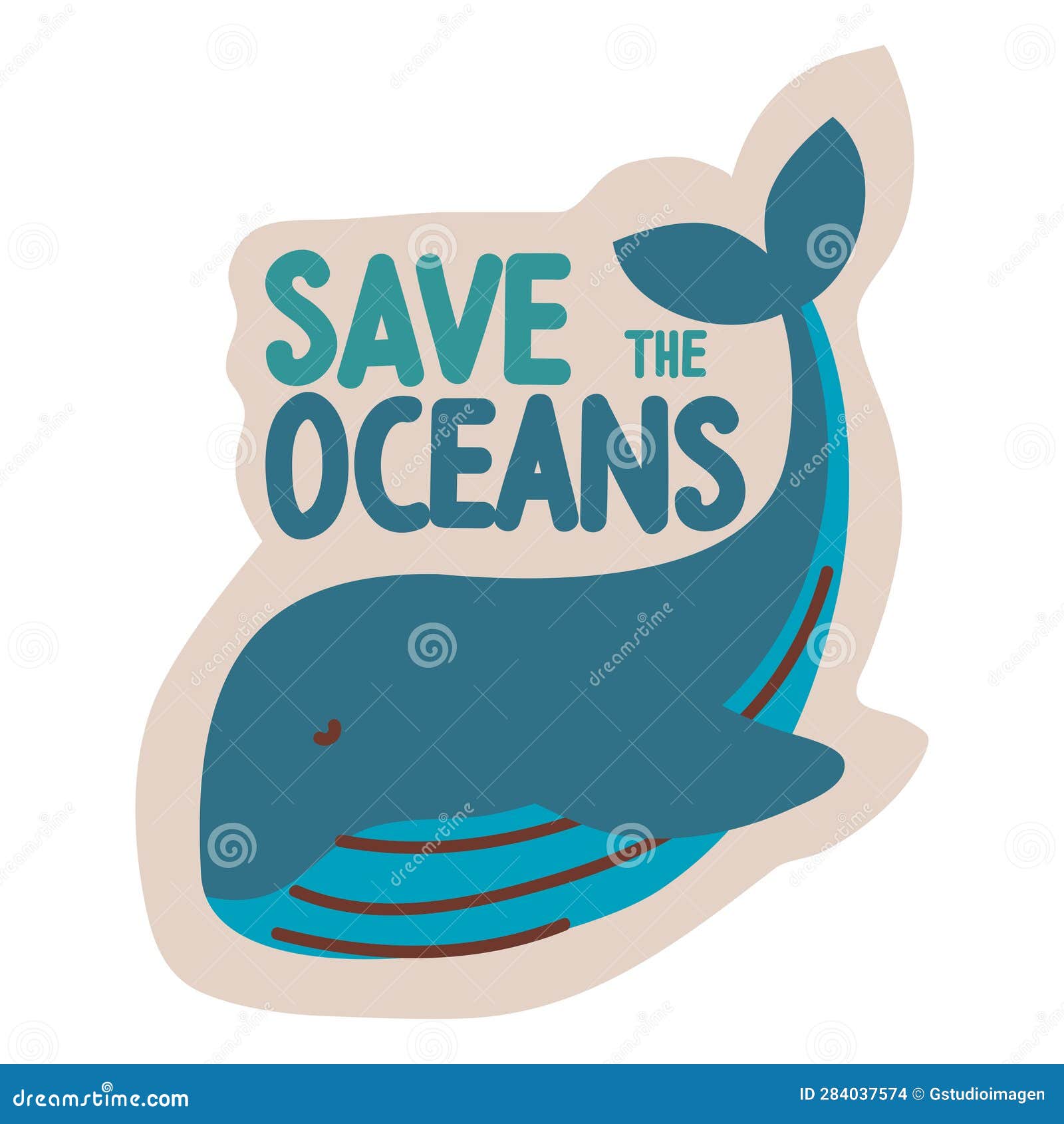 Save the Oceans Ecology Stamp Stock Vector - Illustration of design ...