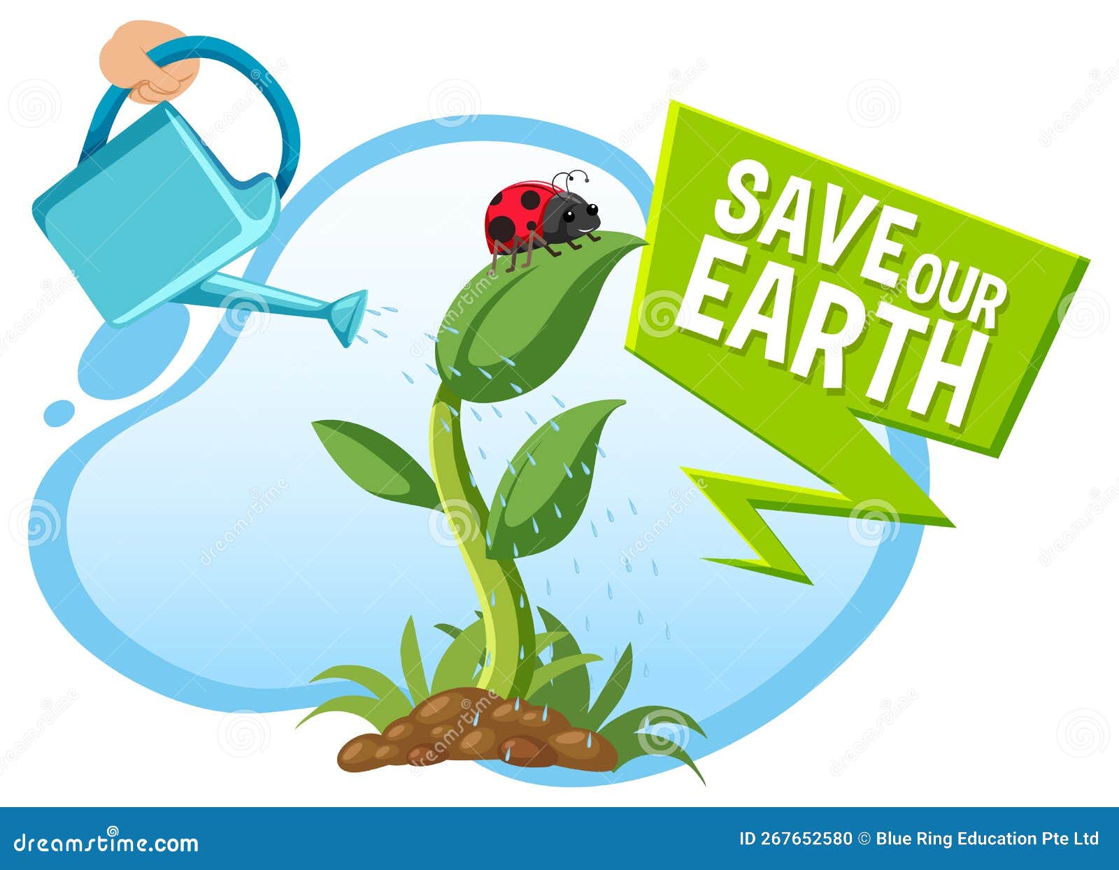 Save Our Earth Banner with Watered Plants Stock Vector - Illustration ...