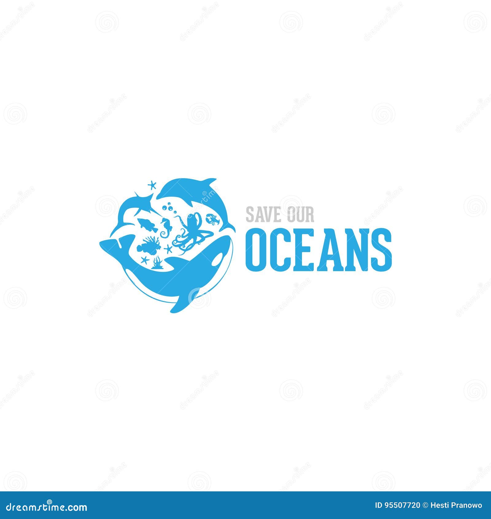 Save Our Ocean Style Design Logo Illustration Stock Vector ...