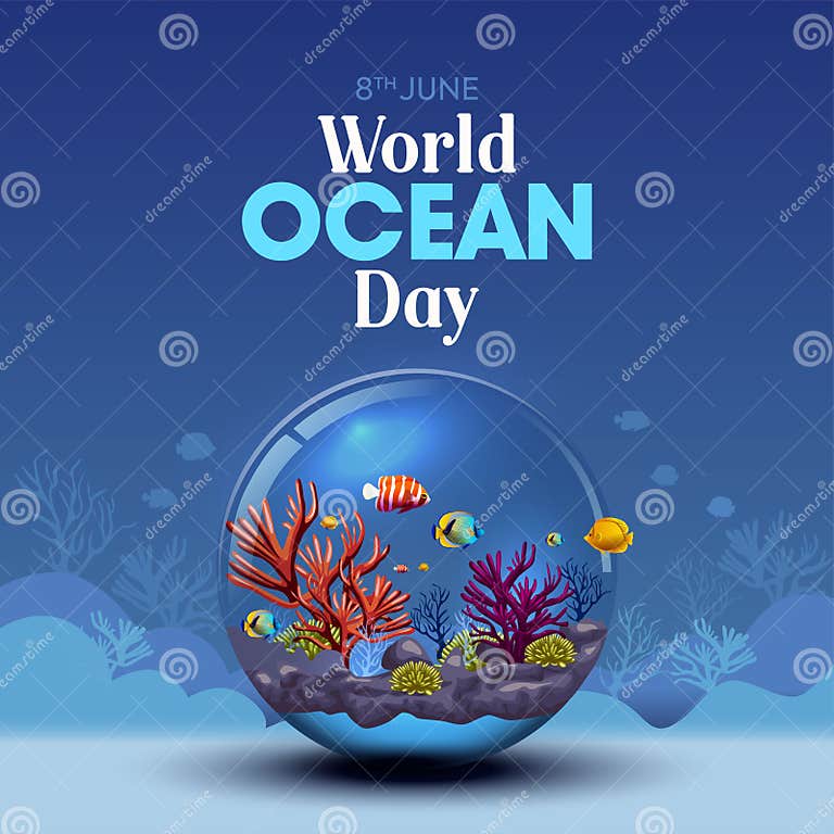 Save Our Oceans World Oceans Day Design With Globe Stock Vector