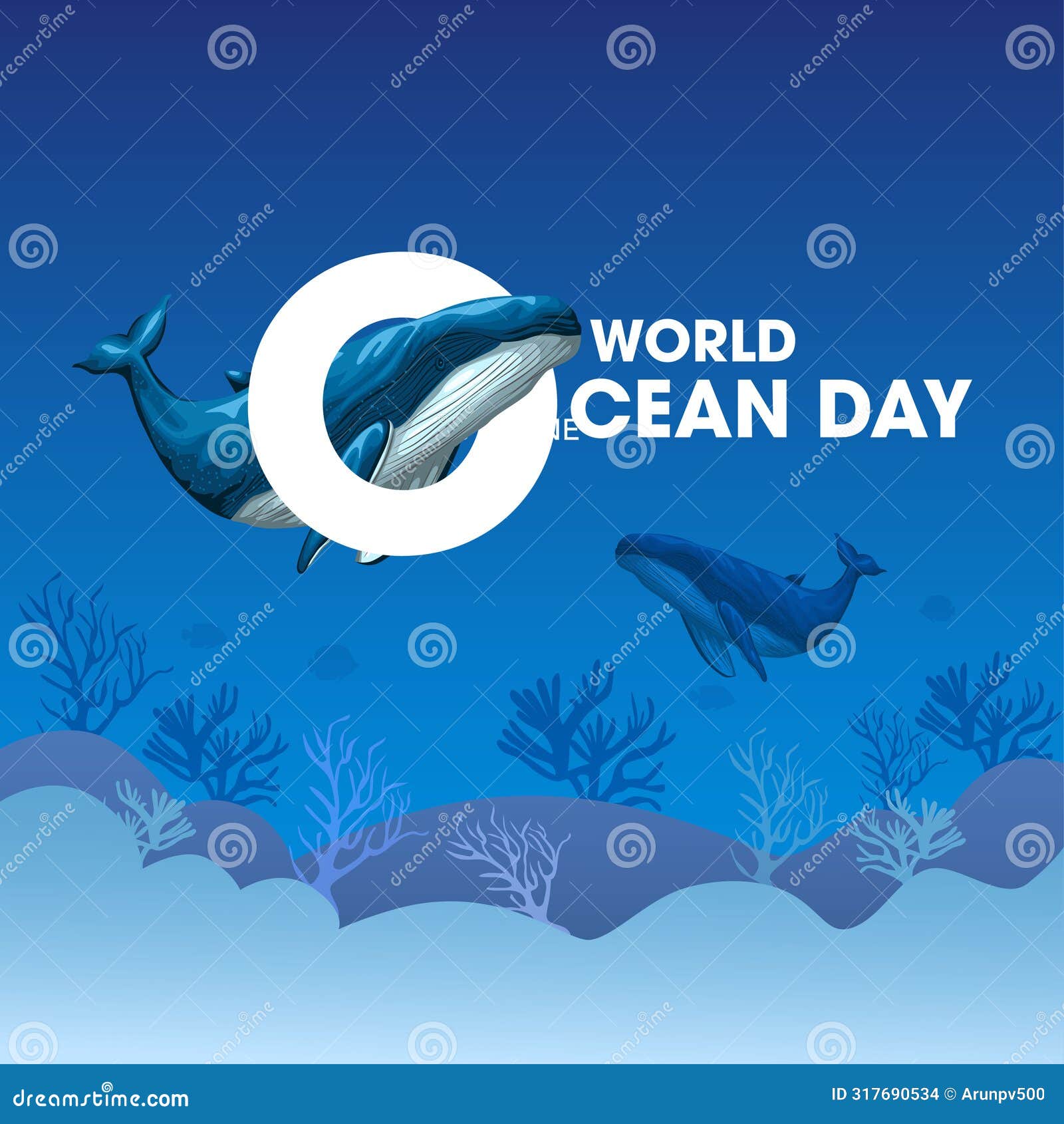 Save Our Oceans. World Oceans Day Design with Whale Stock Vector ...