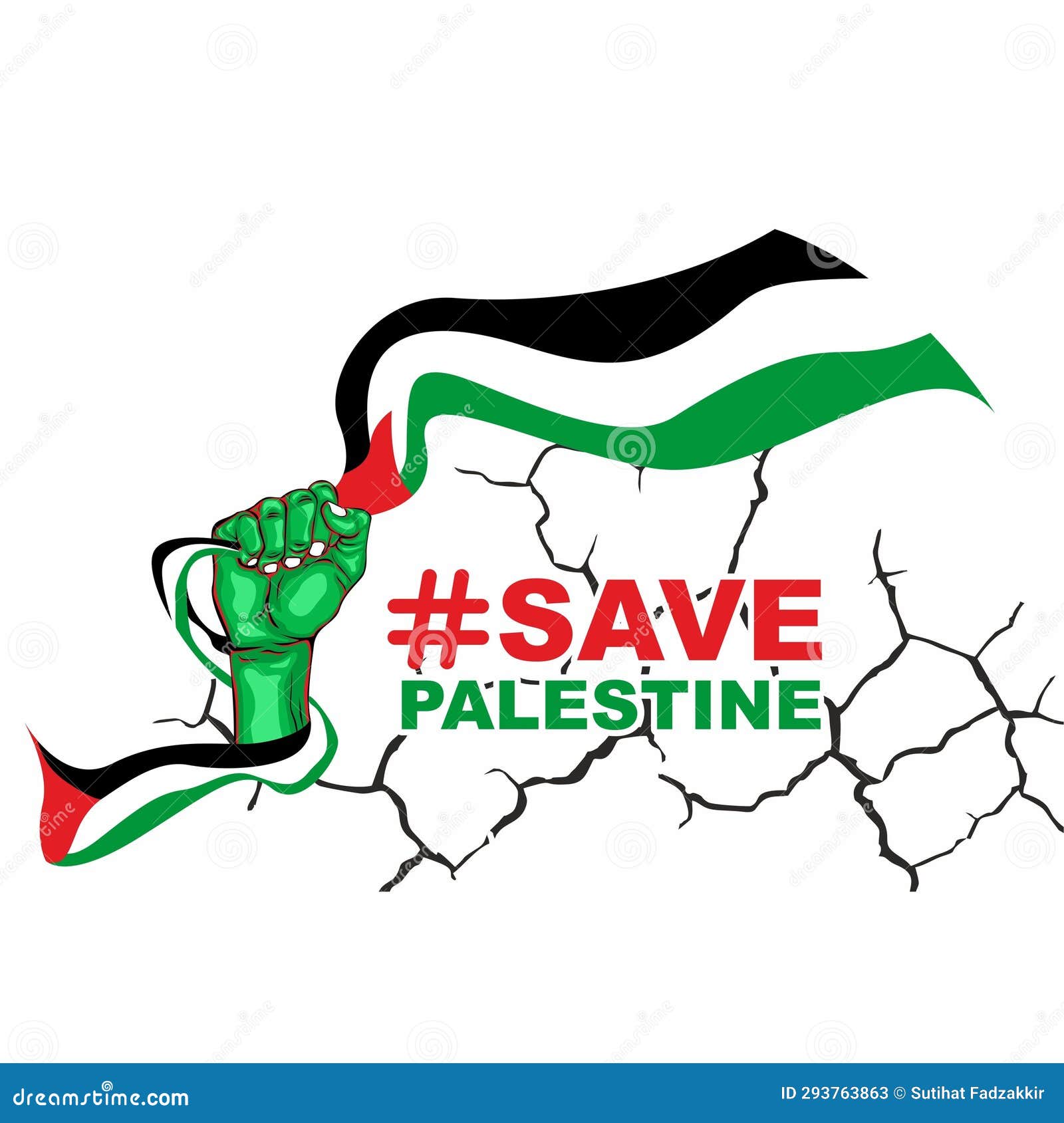Save the Palestinian Flag. Vector Illustration Supporting Palestine ...