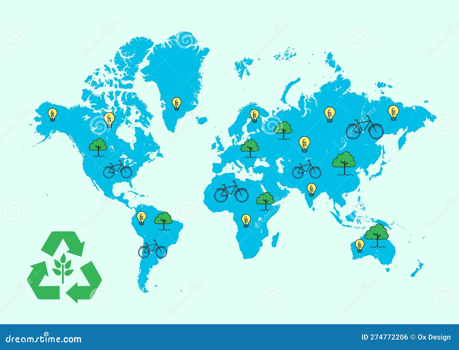 Save the Planet Design. Zero Waste. World Map. Stock Vector ...