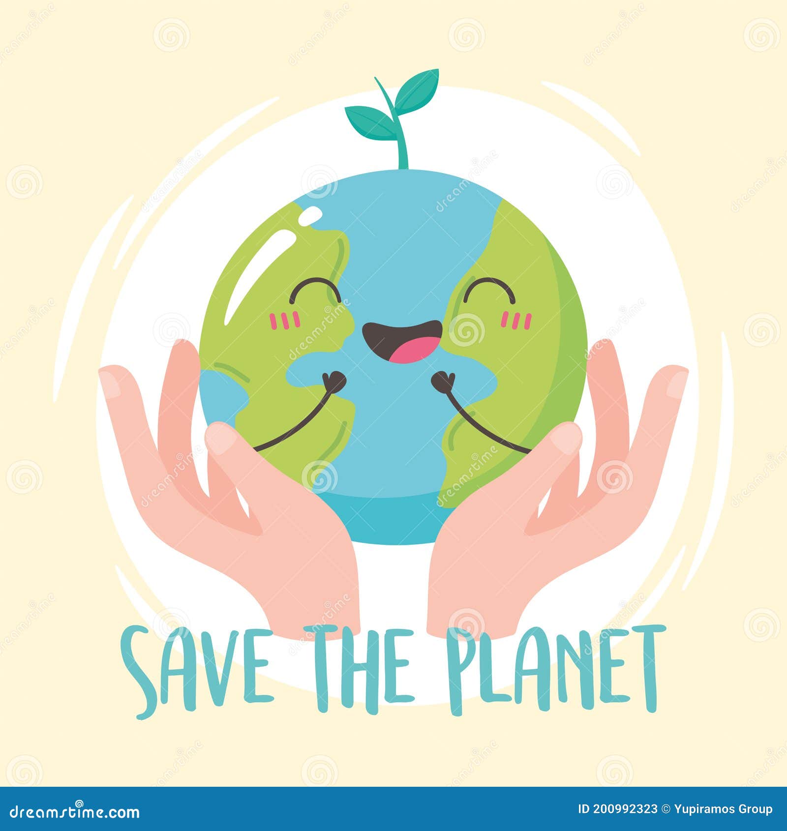 Save the Planet, Hands Holding Cartoon Happy Earth Map Stock Vector ...