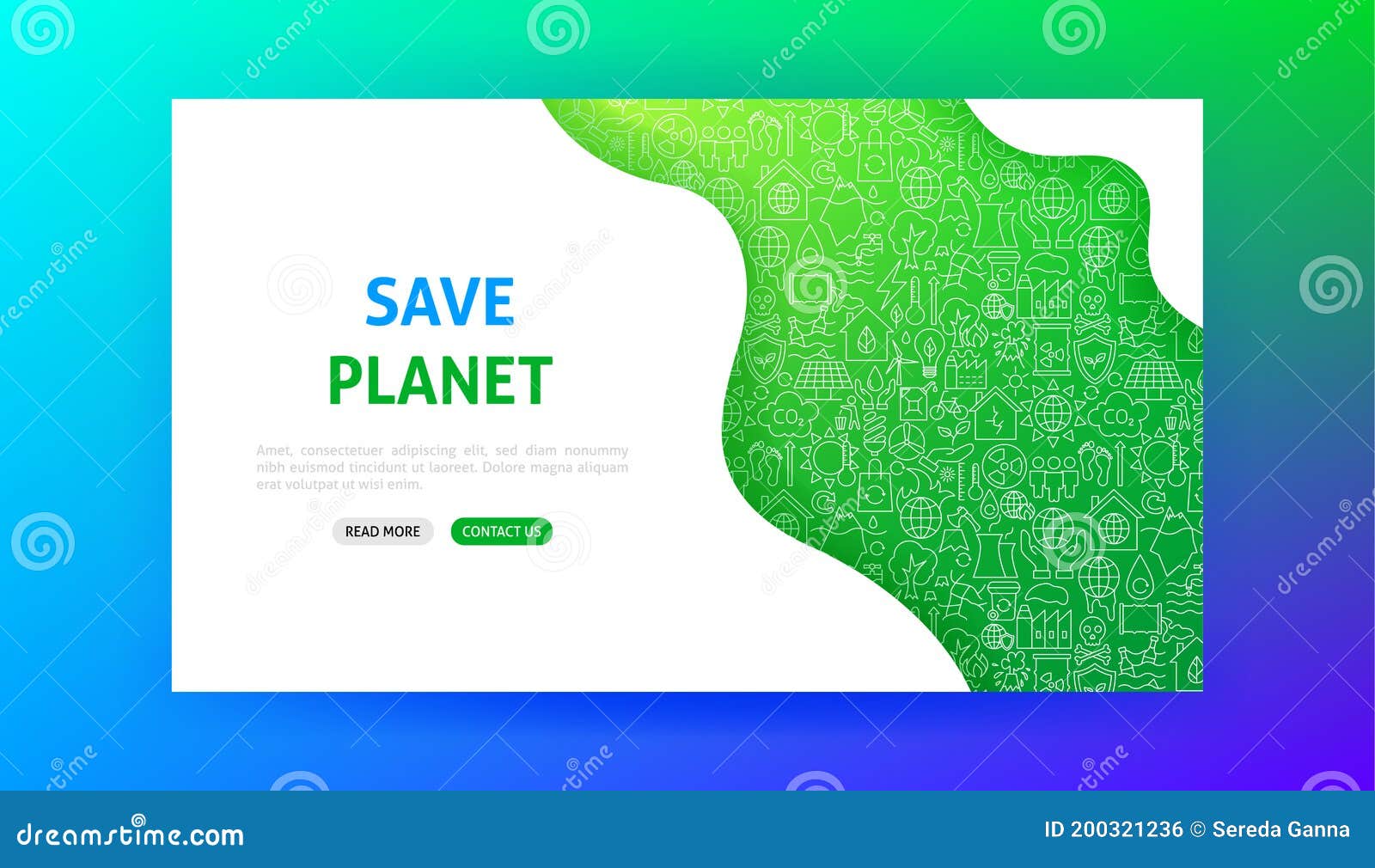 Save Planet Landing Page stock vector. Illustration of pollution ...