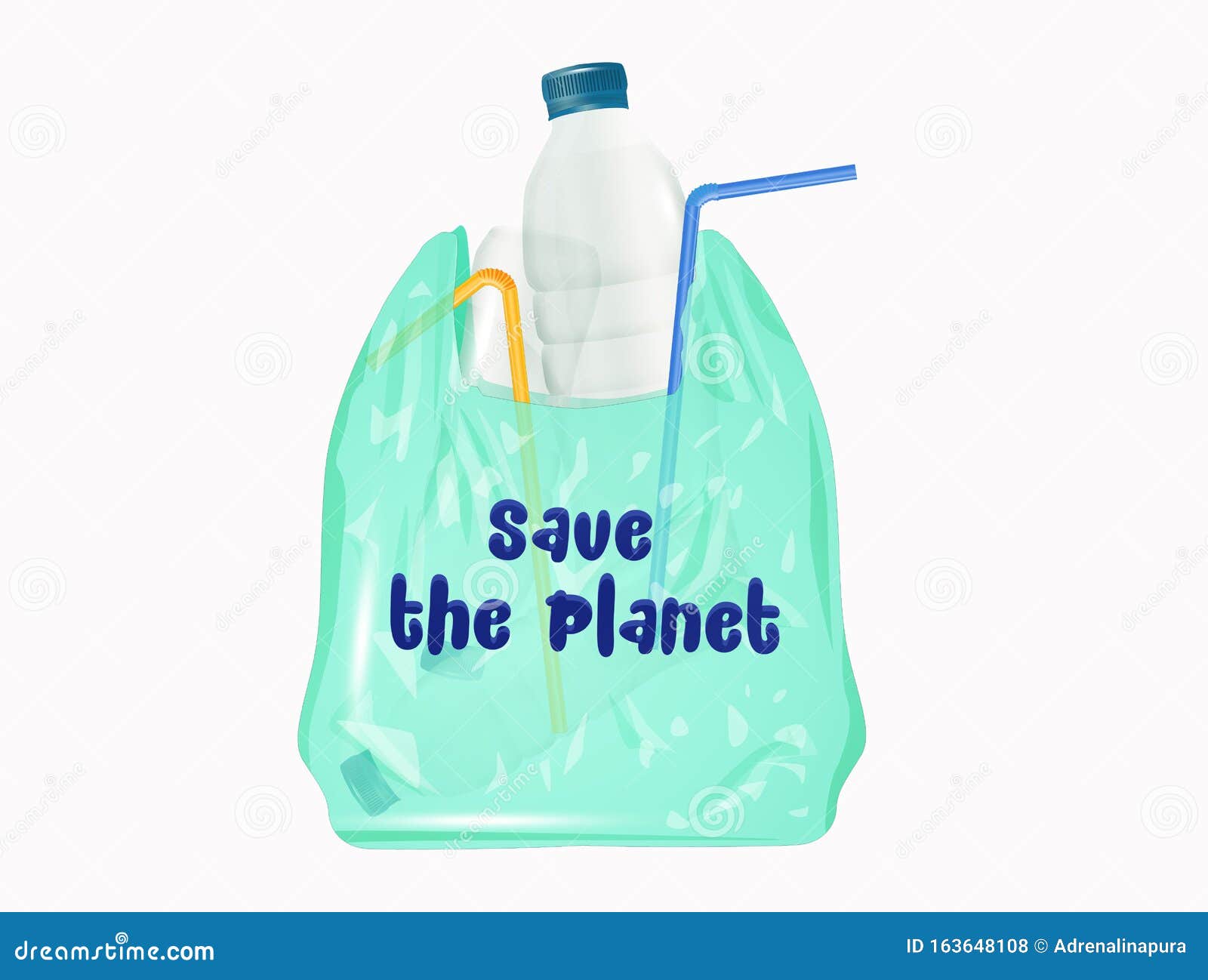 Save the Planet from Plastic Stock Illustration - Illustration of ...