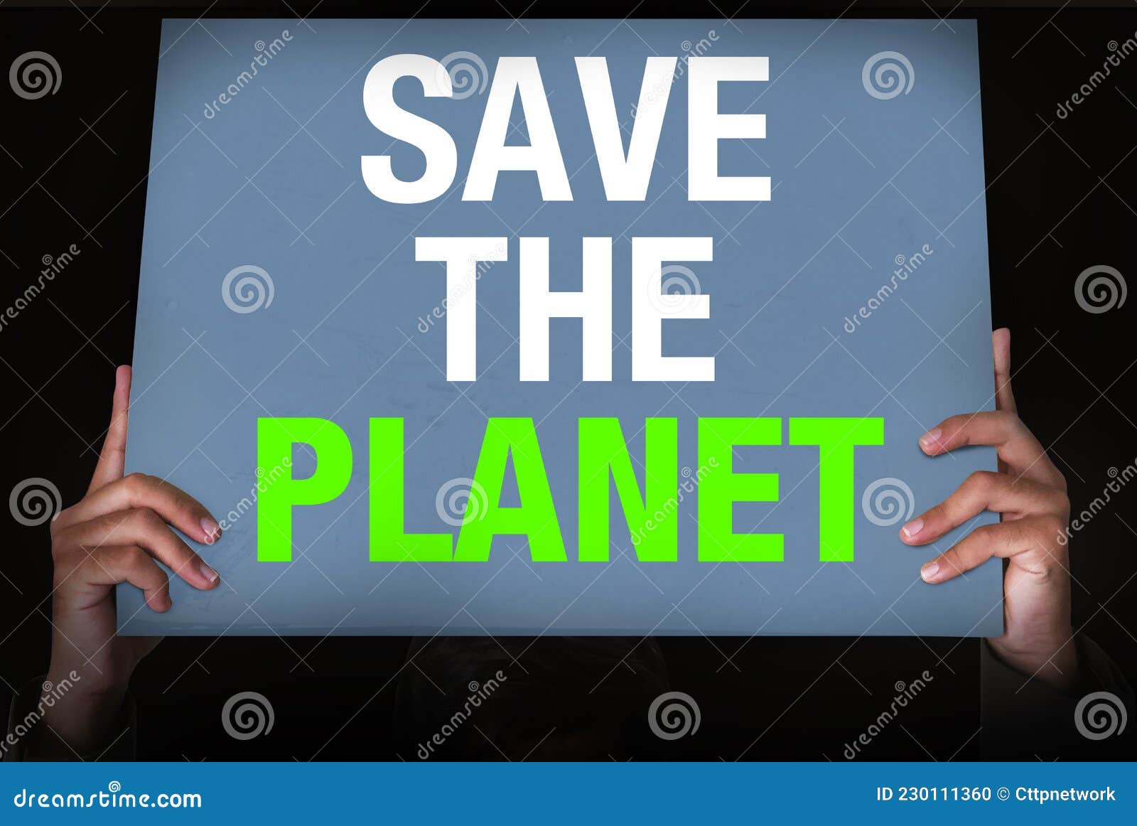 Save the Planet Protest Signboard Raising in the Sky. Modern Signboard ...