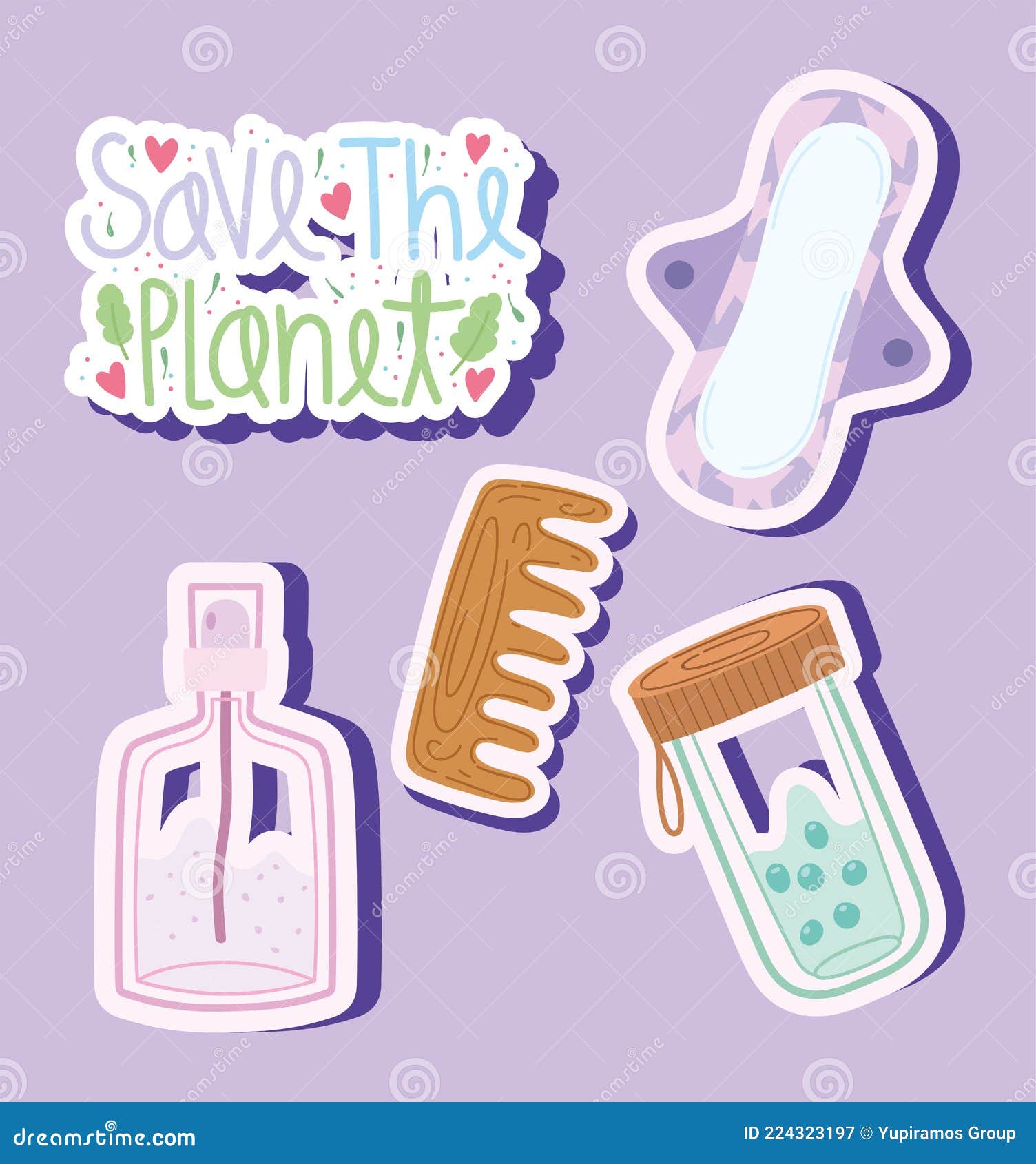 Save the planet set stock vector. Illustration of plant - 224323197