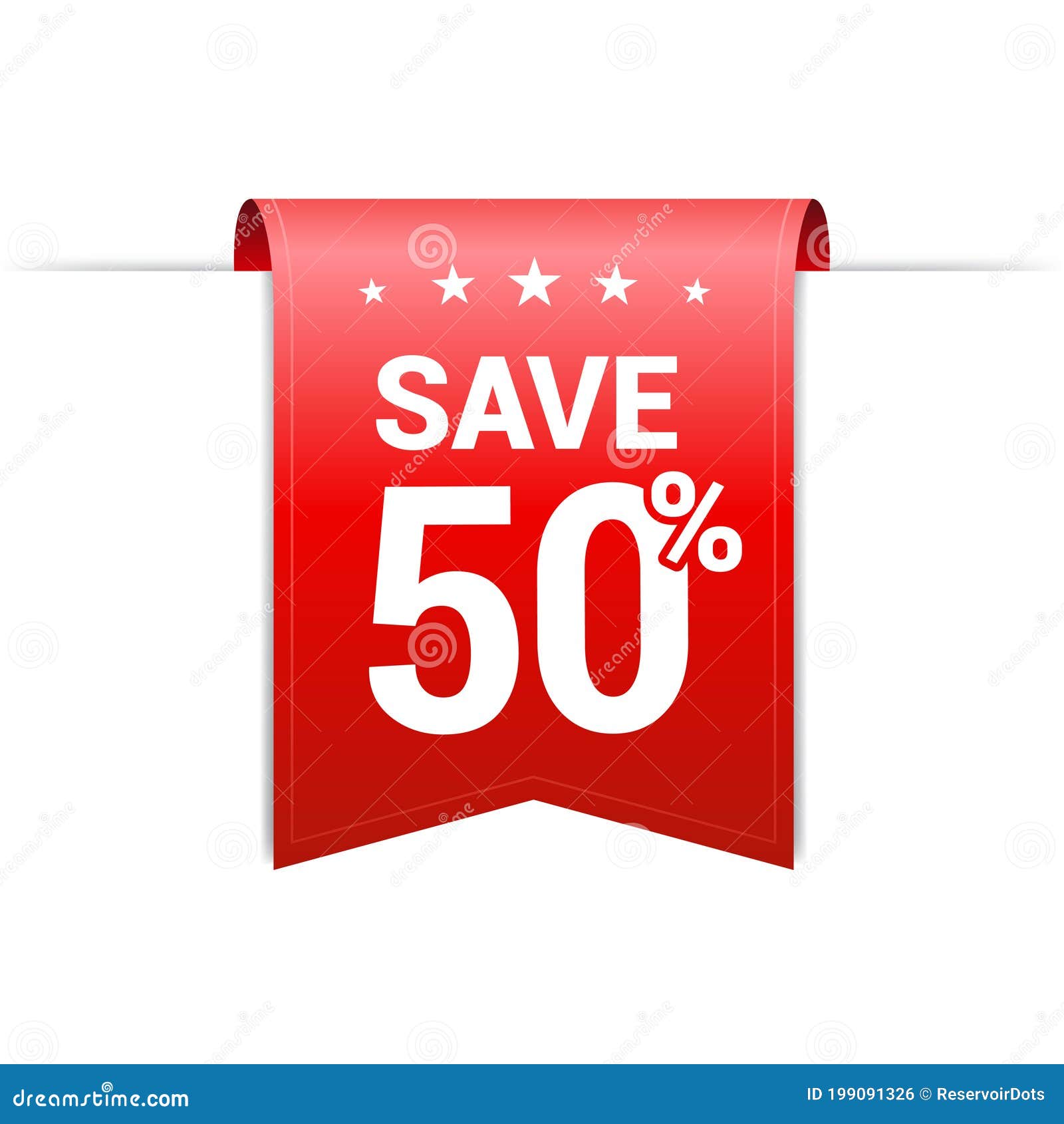 Save 50 Red Label stock vector. Illustration of special - 199091326