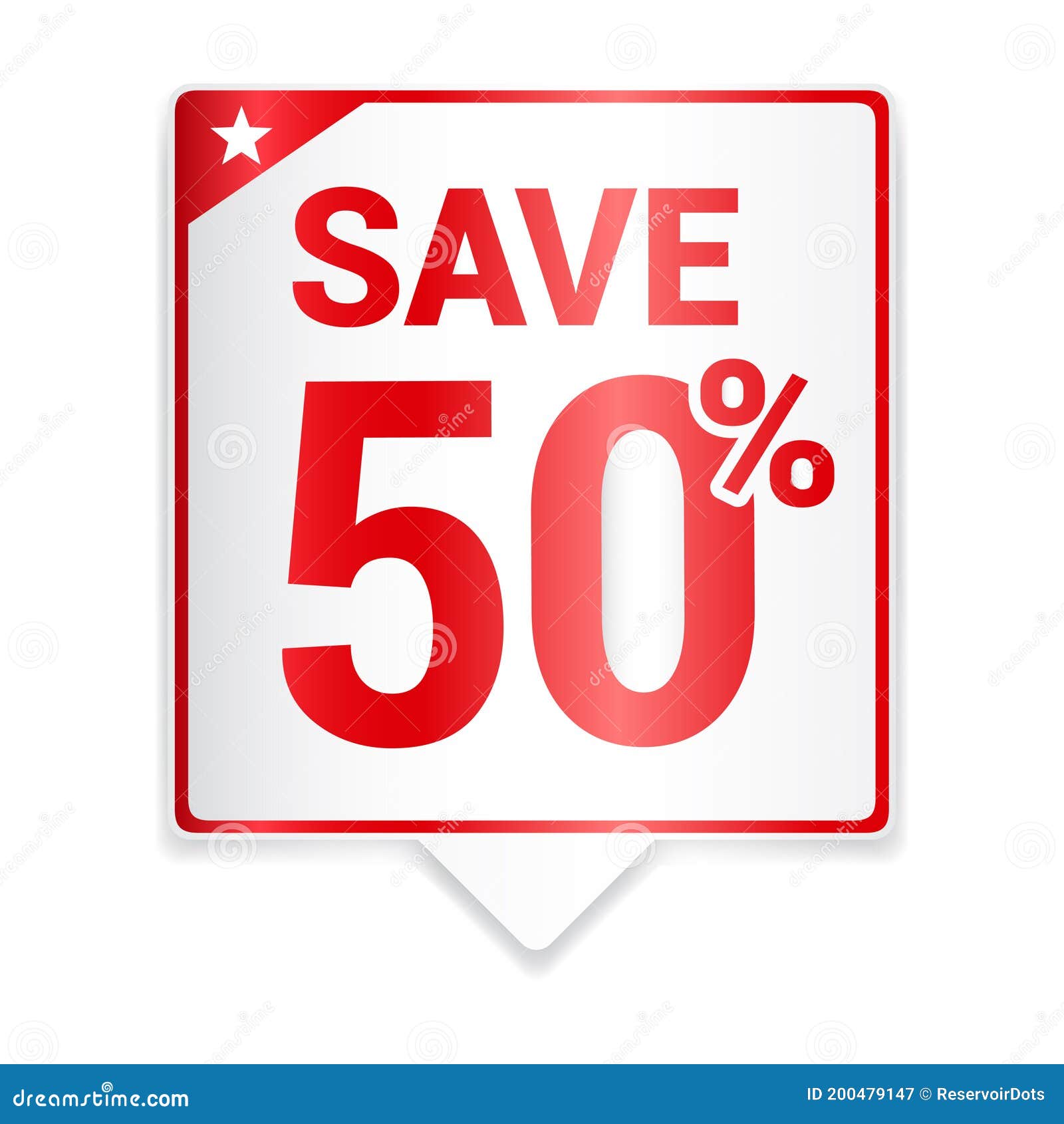 Save 50 Red Tag stock vector. Illustration of market - 200479147
