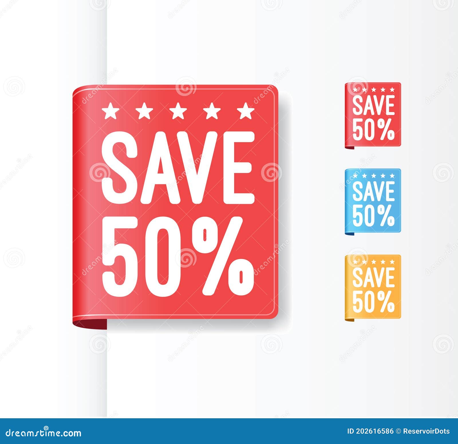 Save 50 Ribbons stock vector. Illustration of percent - 202616586