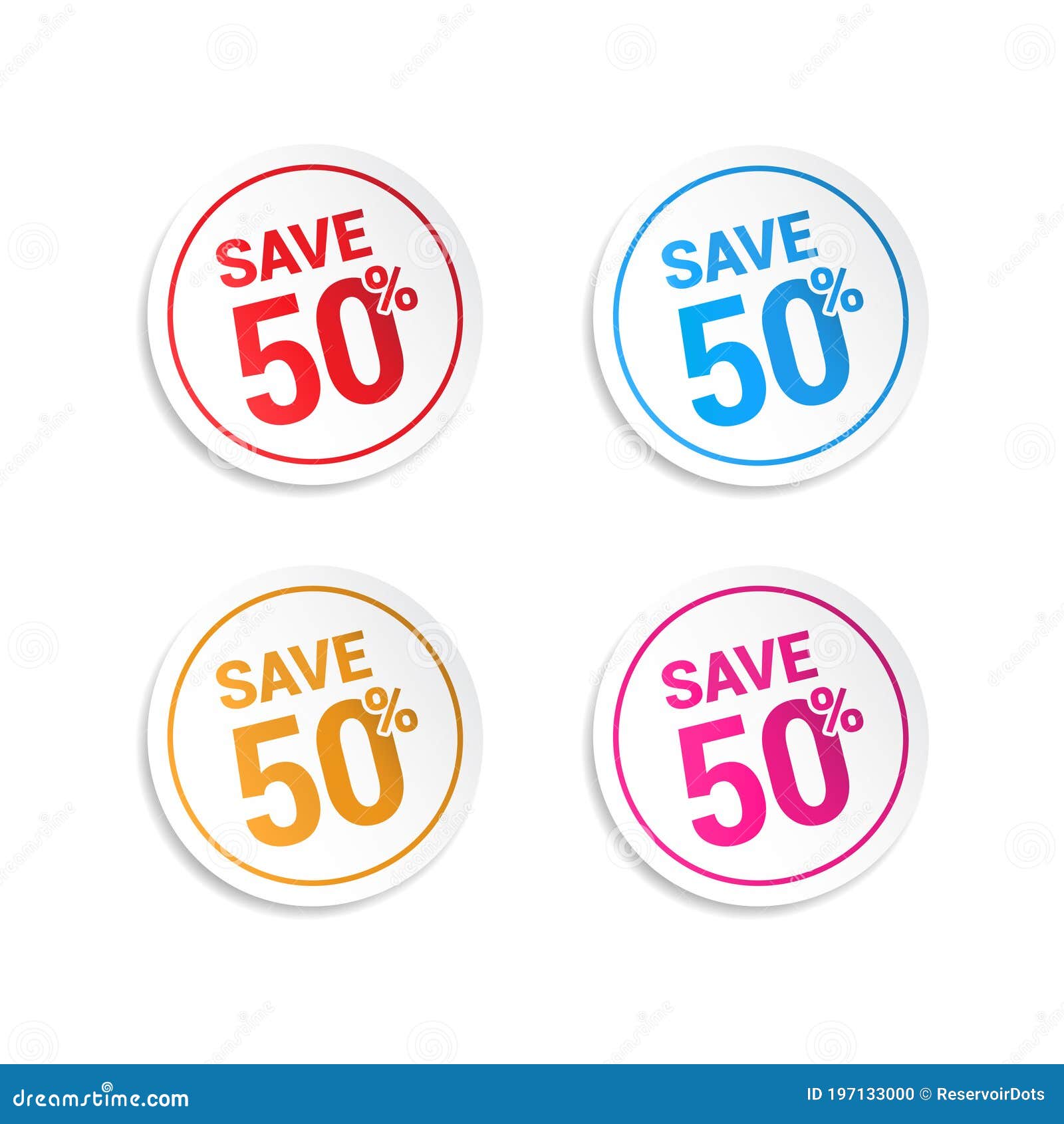 Save 50 Stickers stock vector. Illustration of sticker - 197133000