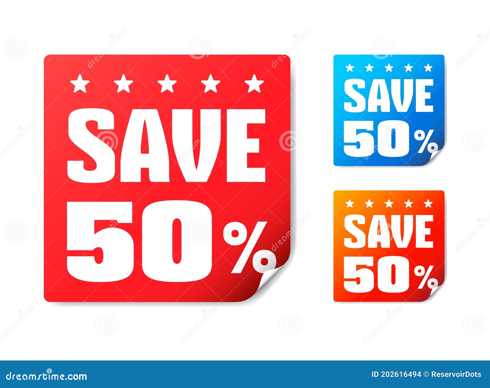 Save 50 Stickers stock vector. Illustration of offer - 202616494