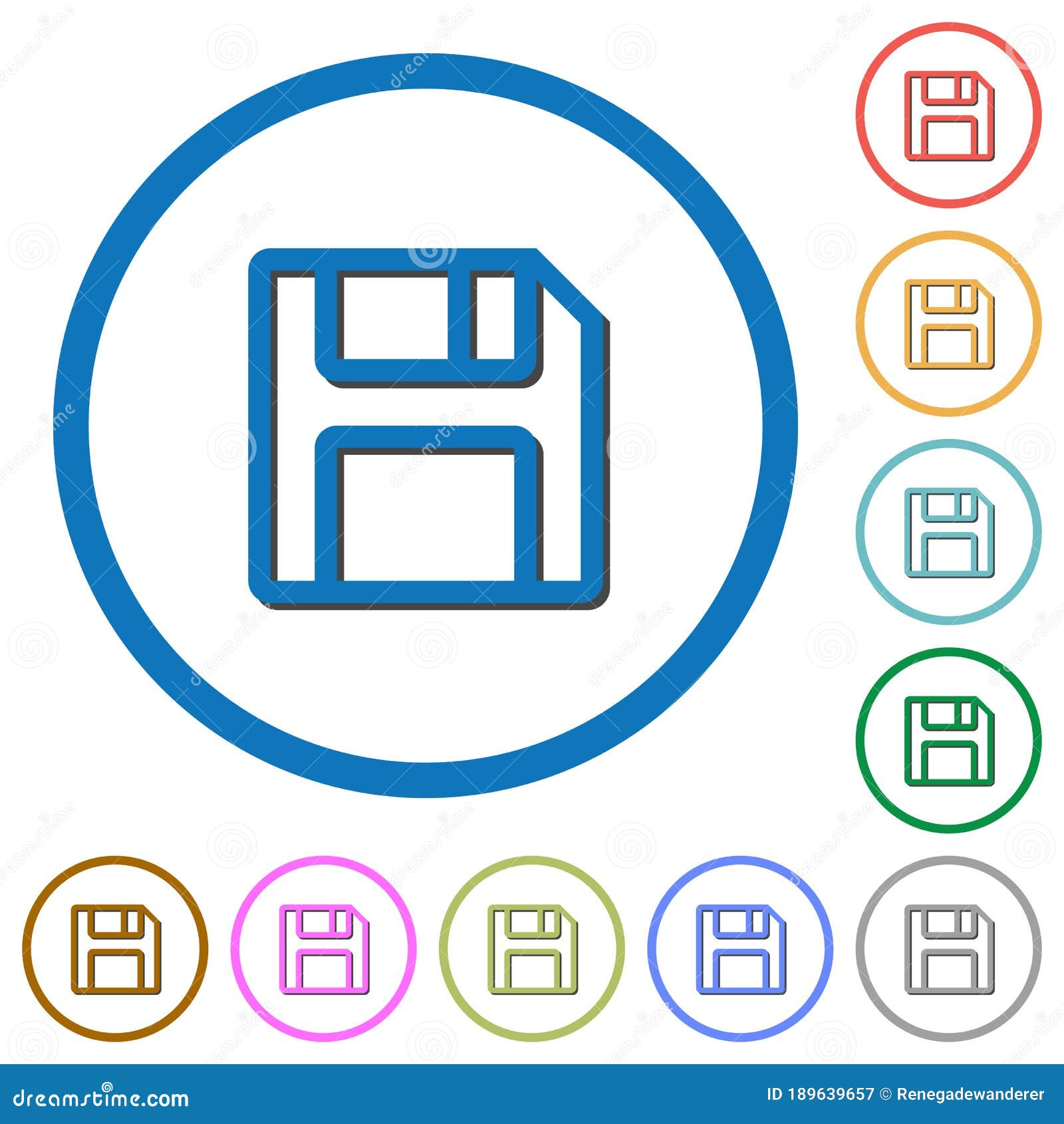 Save Symbol Icons with Shadows and Outlines Stock Vector - Illustration ...