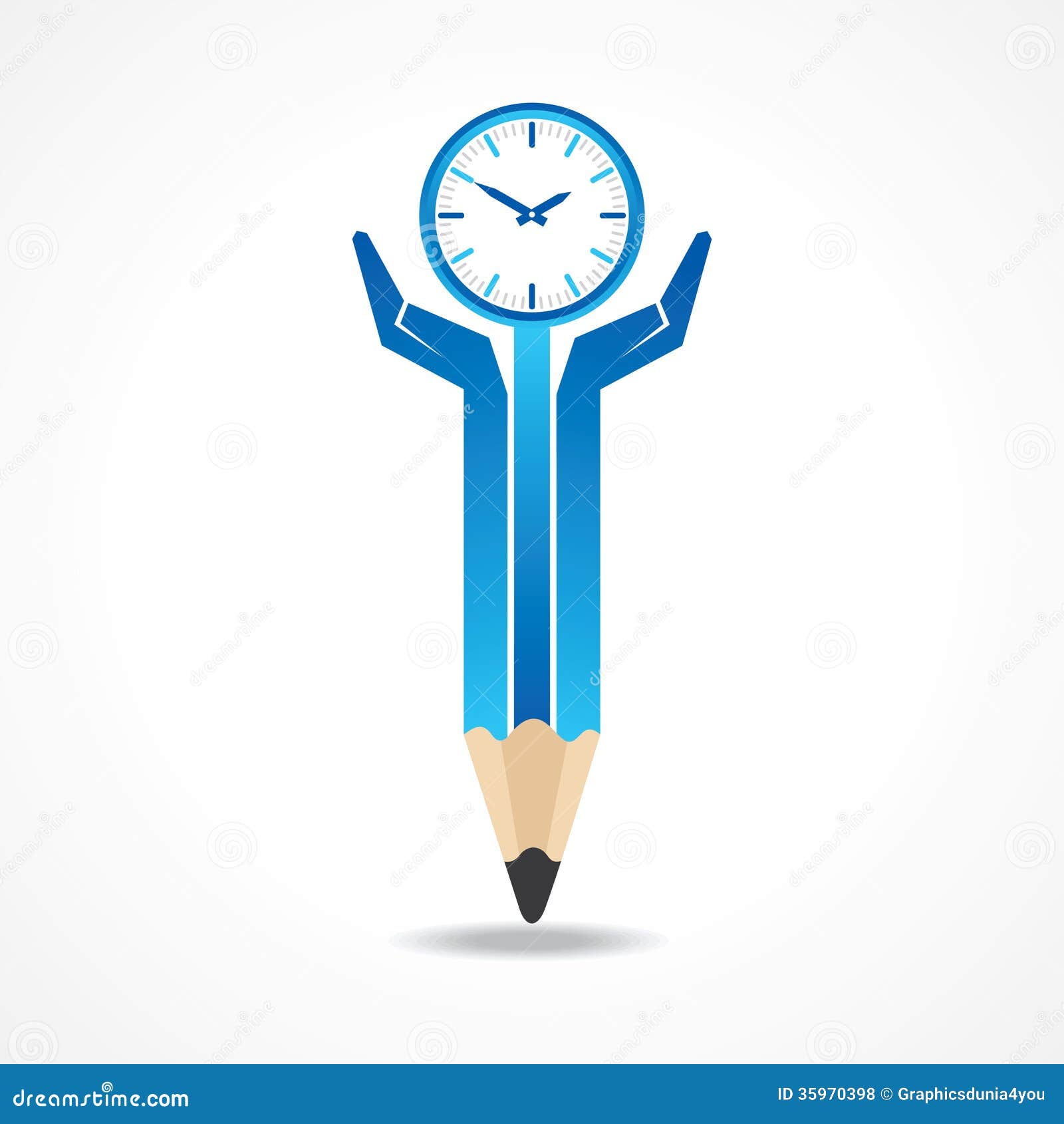 Save Time Concept with Pencil Hands Stock Vector - Illustration of ...