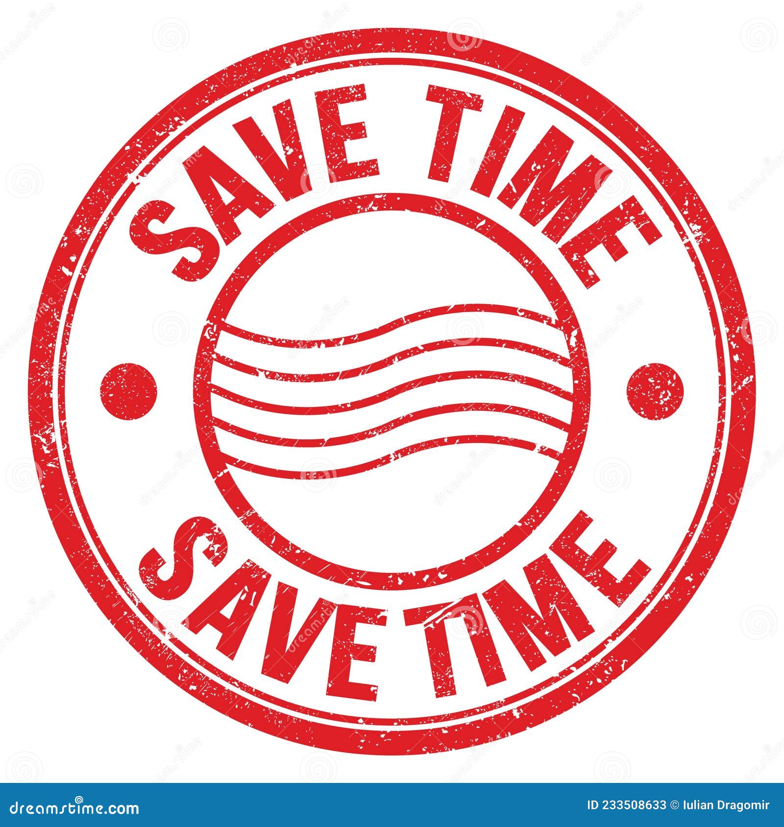 SAVE TIME Text Written on Red Round Postal Stamp Sign Stock ...