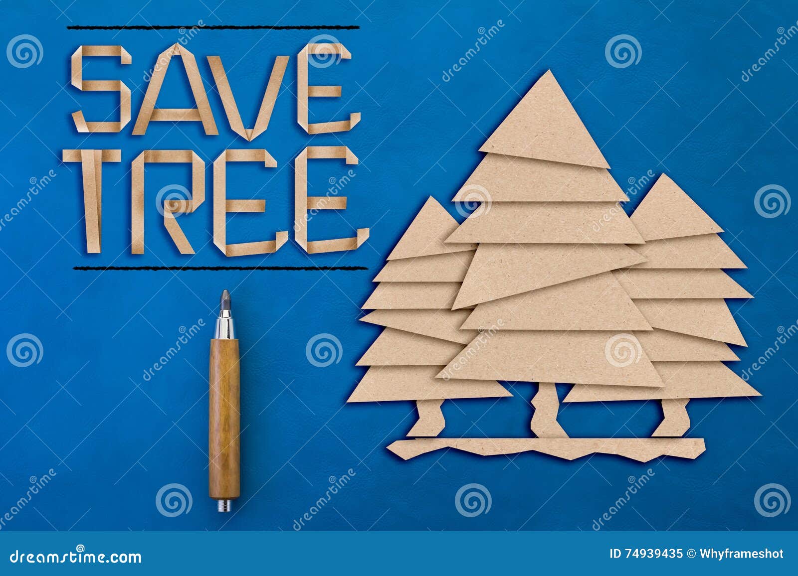 Save Tree Concept with Text and Tree Shape Paper Cut Flat Style Stock ...