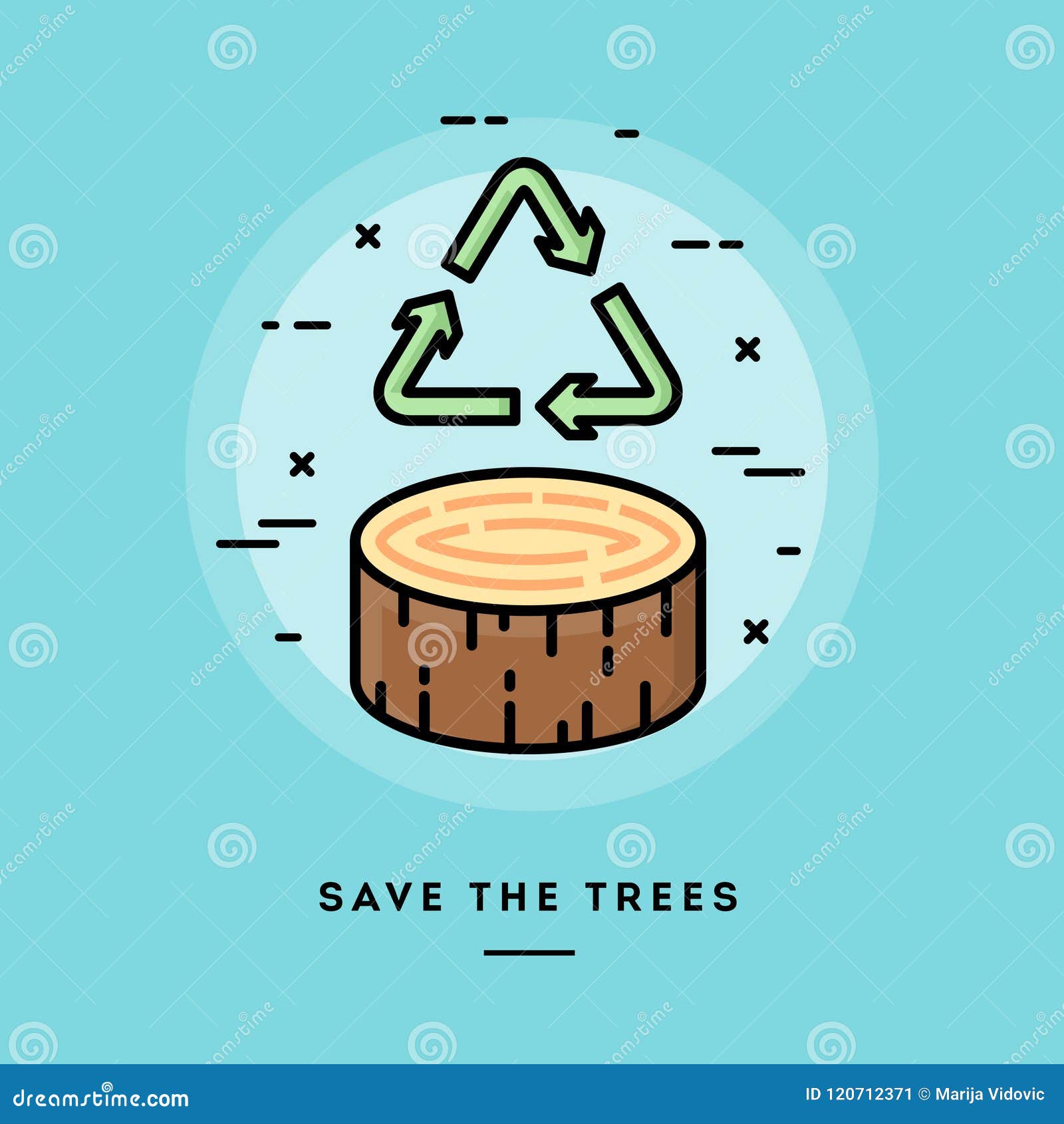 Save the Trees, Flat Design Thin Line Banner Stock Illustration ...