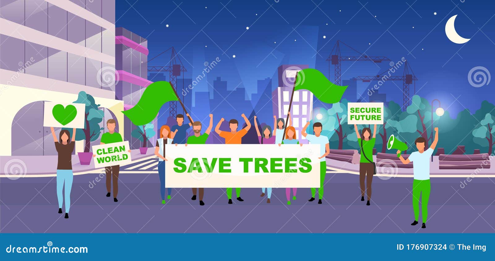 Save Trees Social Protest Event Flat Vector Illustration Stock Vector ...