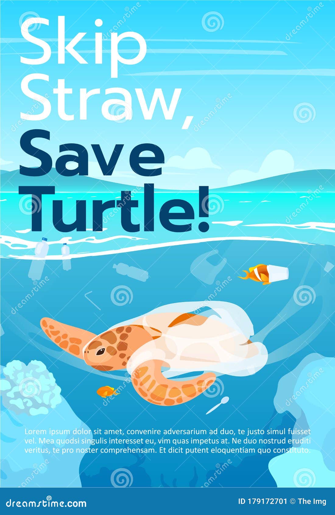 Save Turtle Brochure Template Stock Vector - Illustration of banner ...