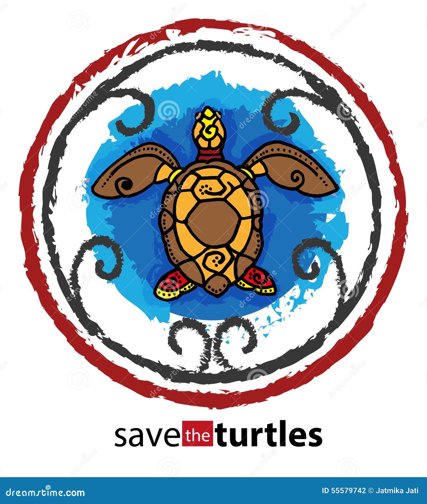 Save the Turtles stock vector. Illustration of island - 55579742