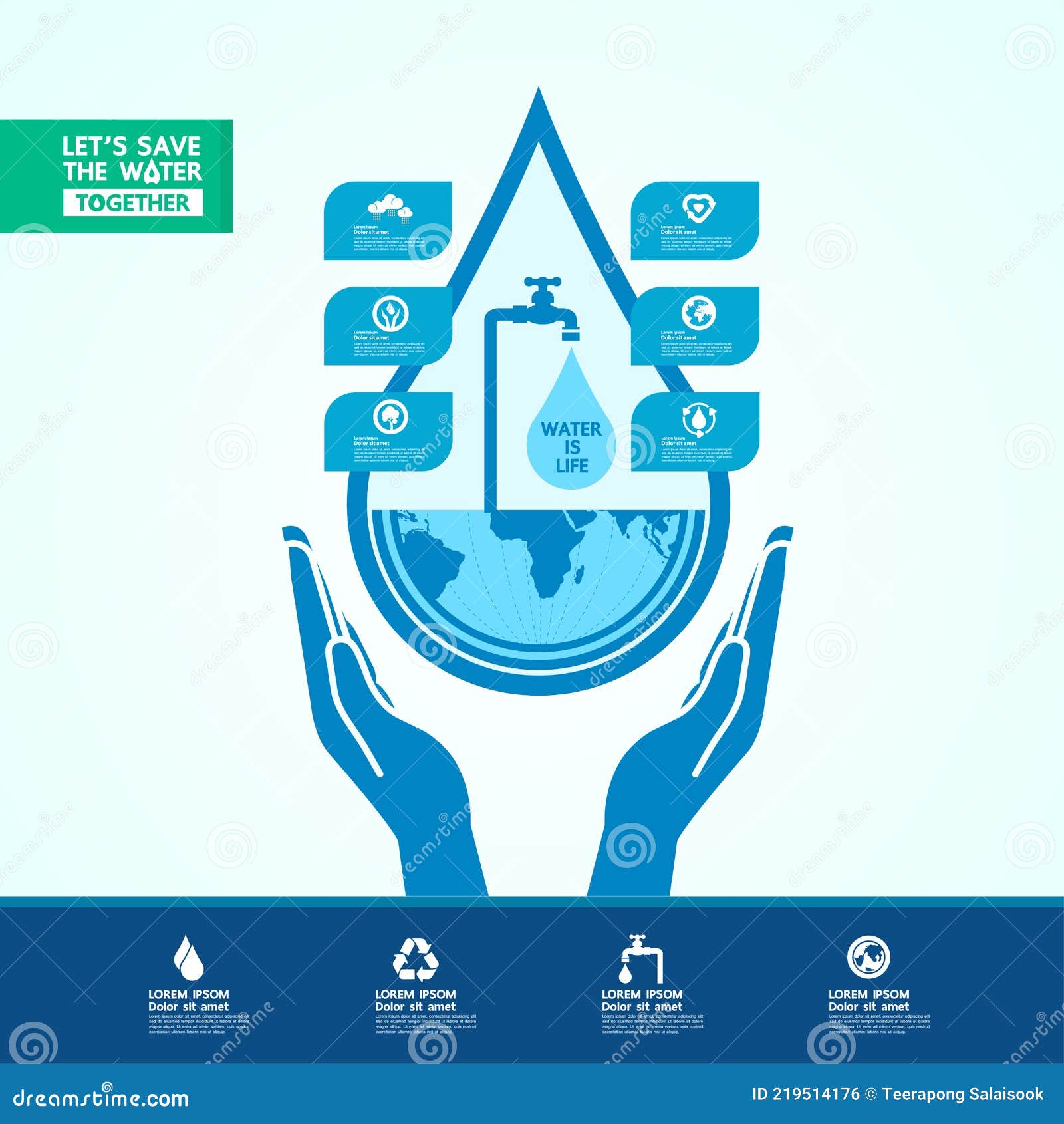 Save the Water for Green Ecology World Vector Illustration. Stock ...