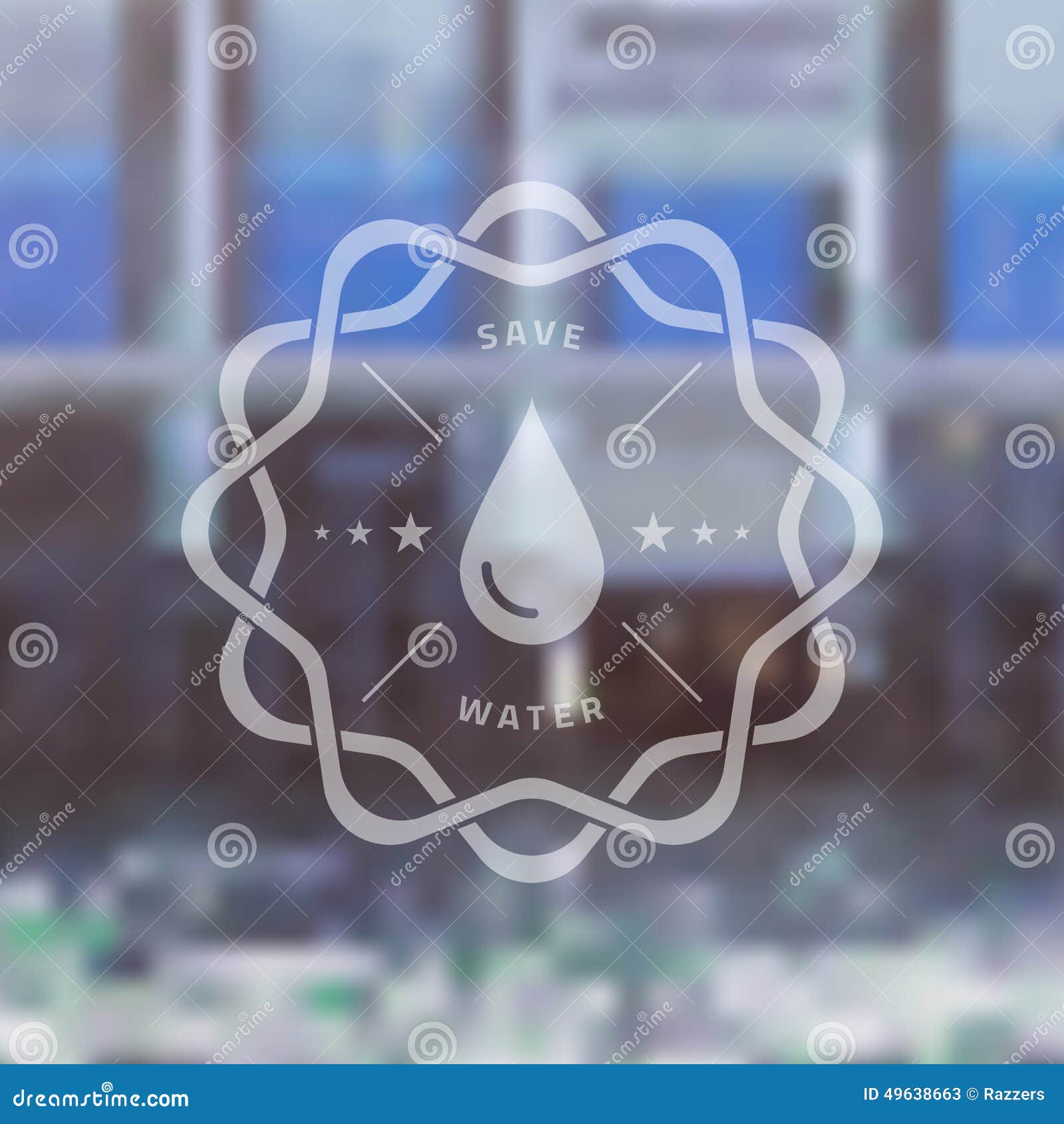 Save Water Badge with Blured Ecology Background Stock Vector ...