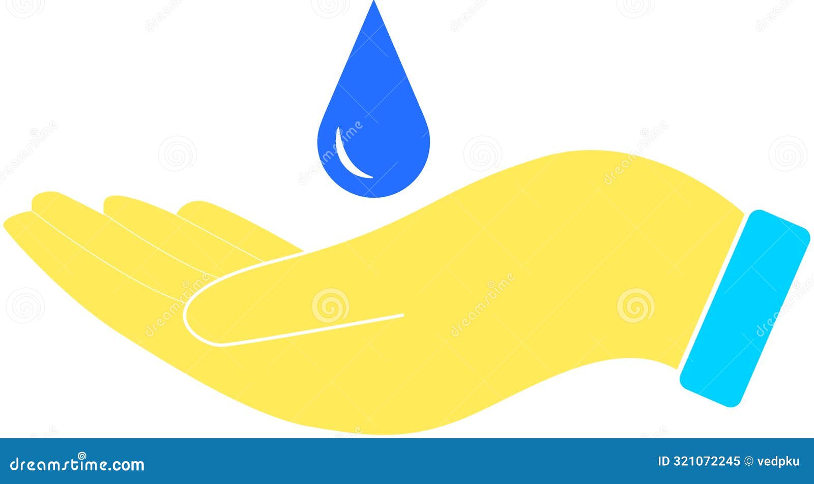Save Water Color with Hand Symbol, Water Drop in Hand, Save Water ...