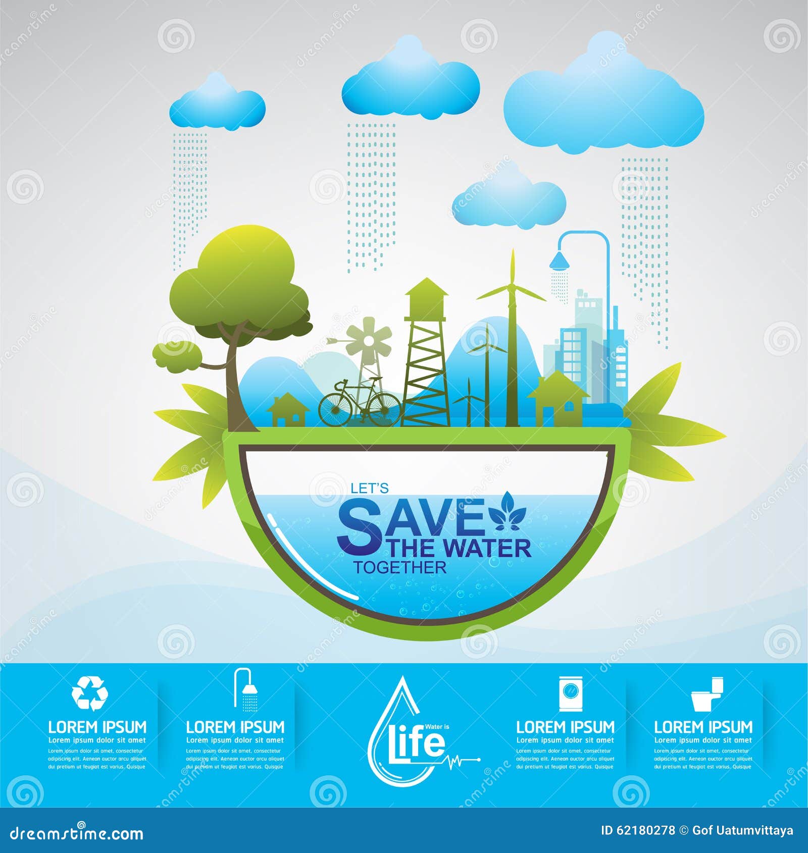 Save the Water Concept stock vector. Illustration of blue - 62180278