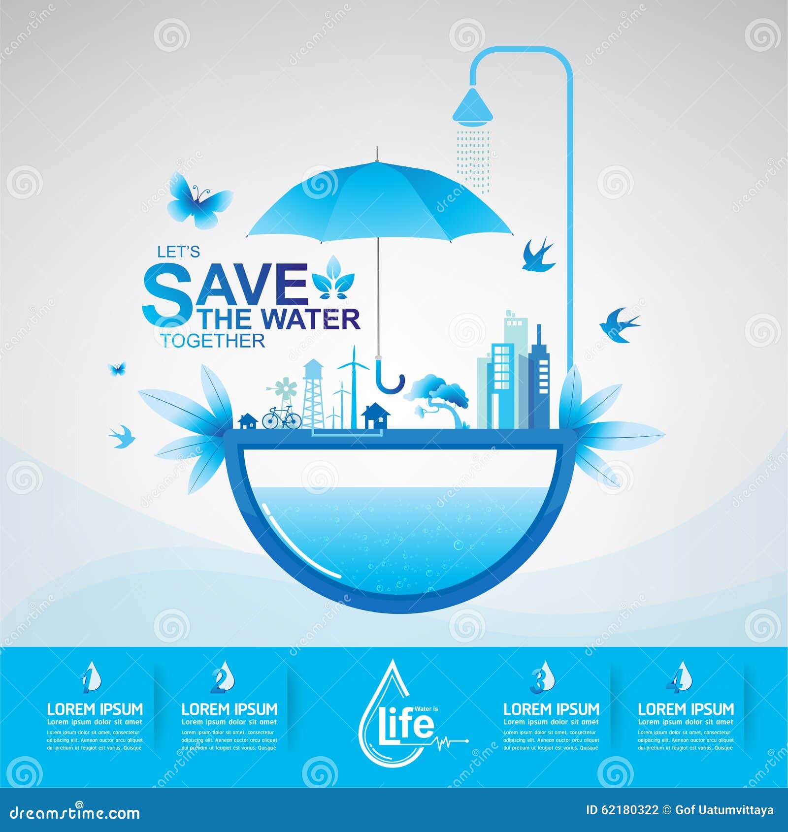 Save the Water Concept stock vector. Illustration of graphic - 62180322