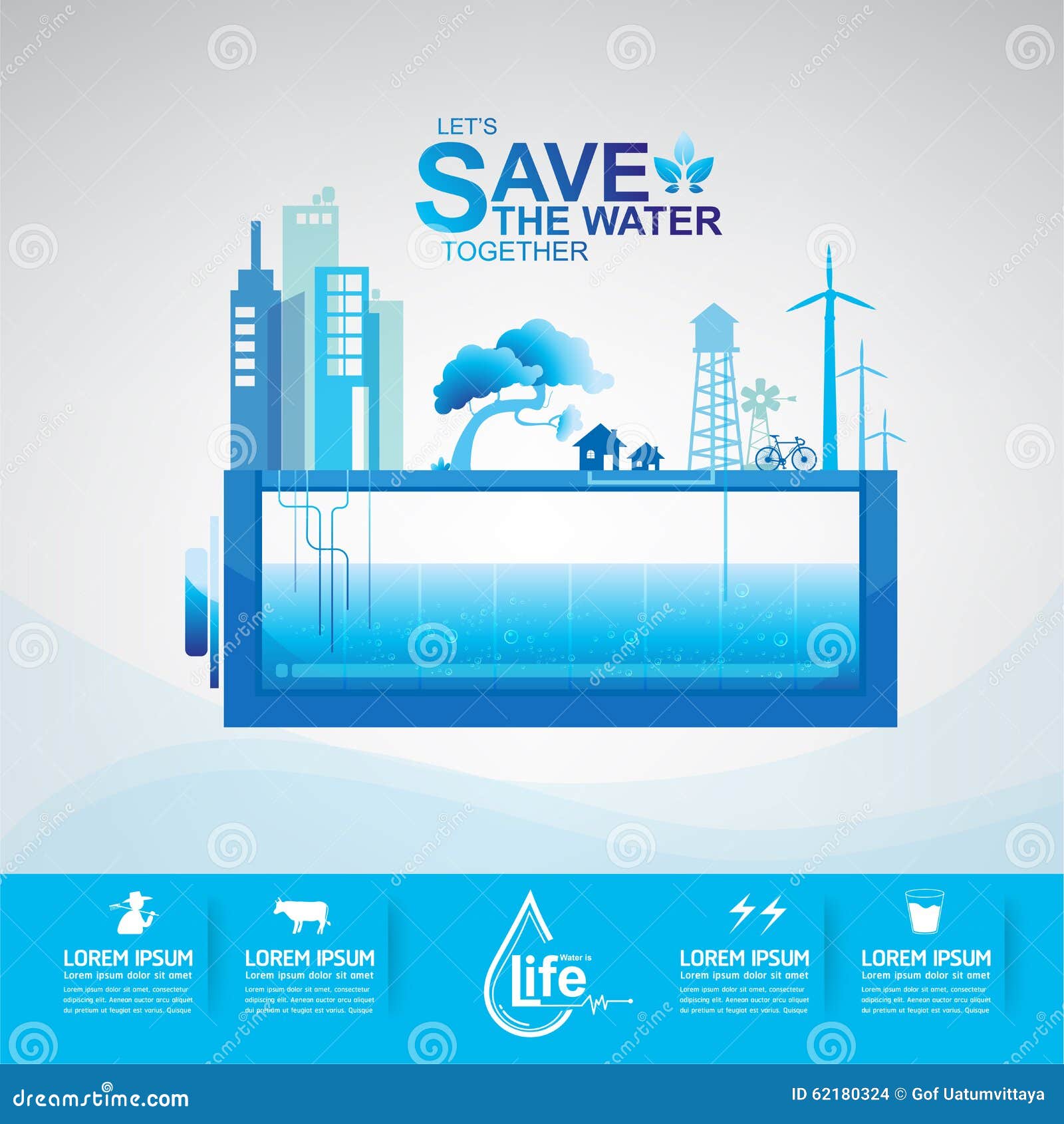 Save the Water Concept stock vector. Illustration of water - 62180324