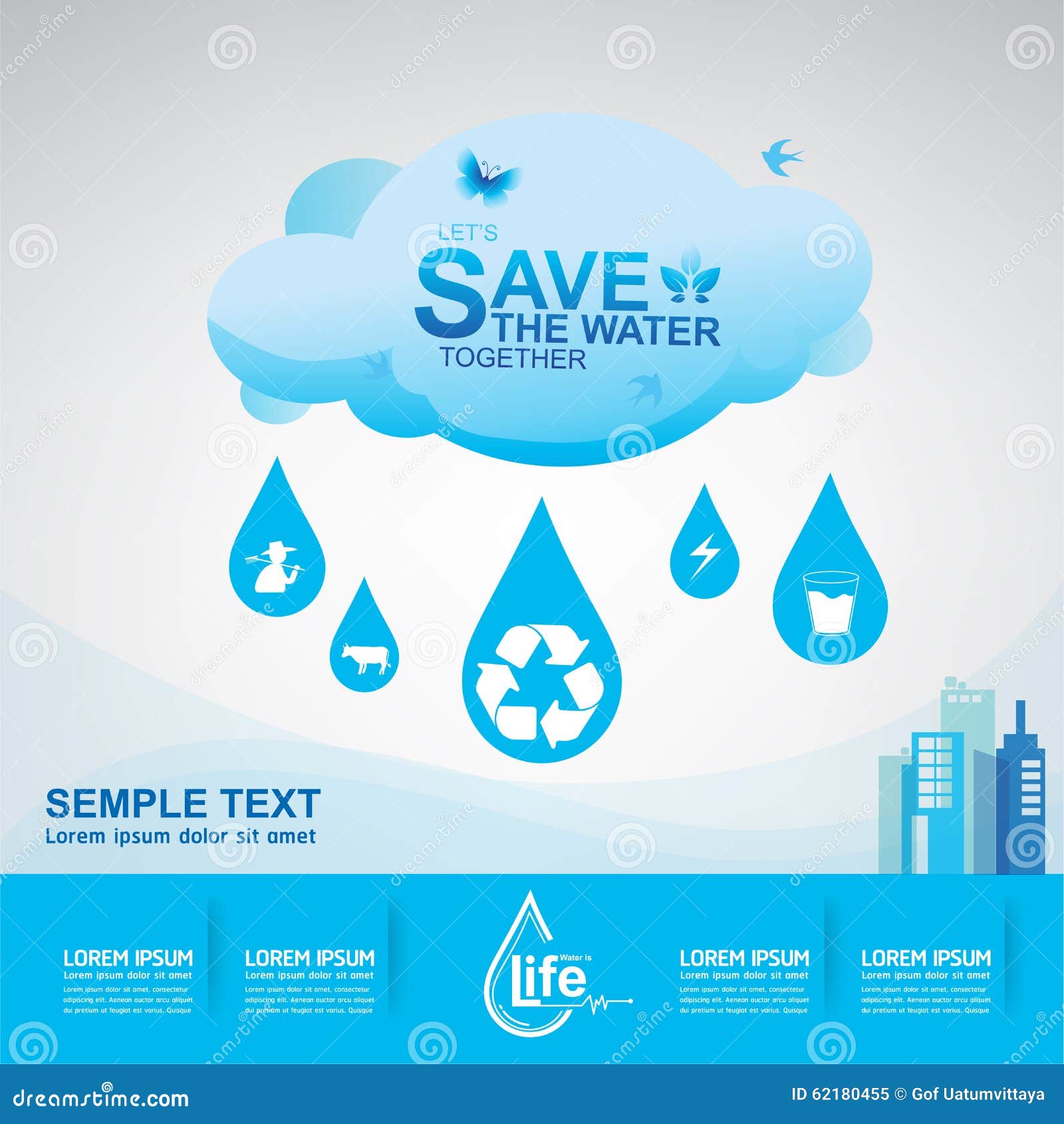 Save the Water Concept editorial image. Illustration of vector - 62180455