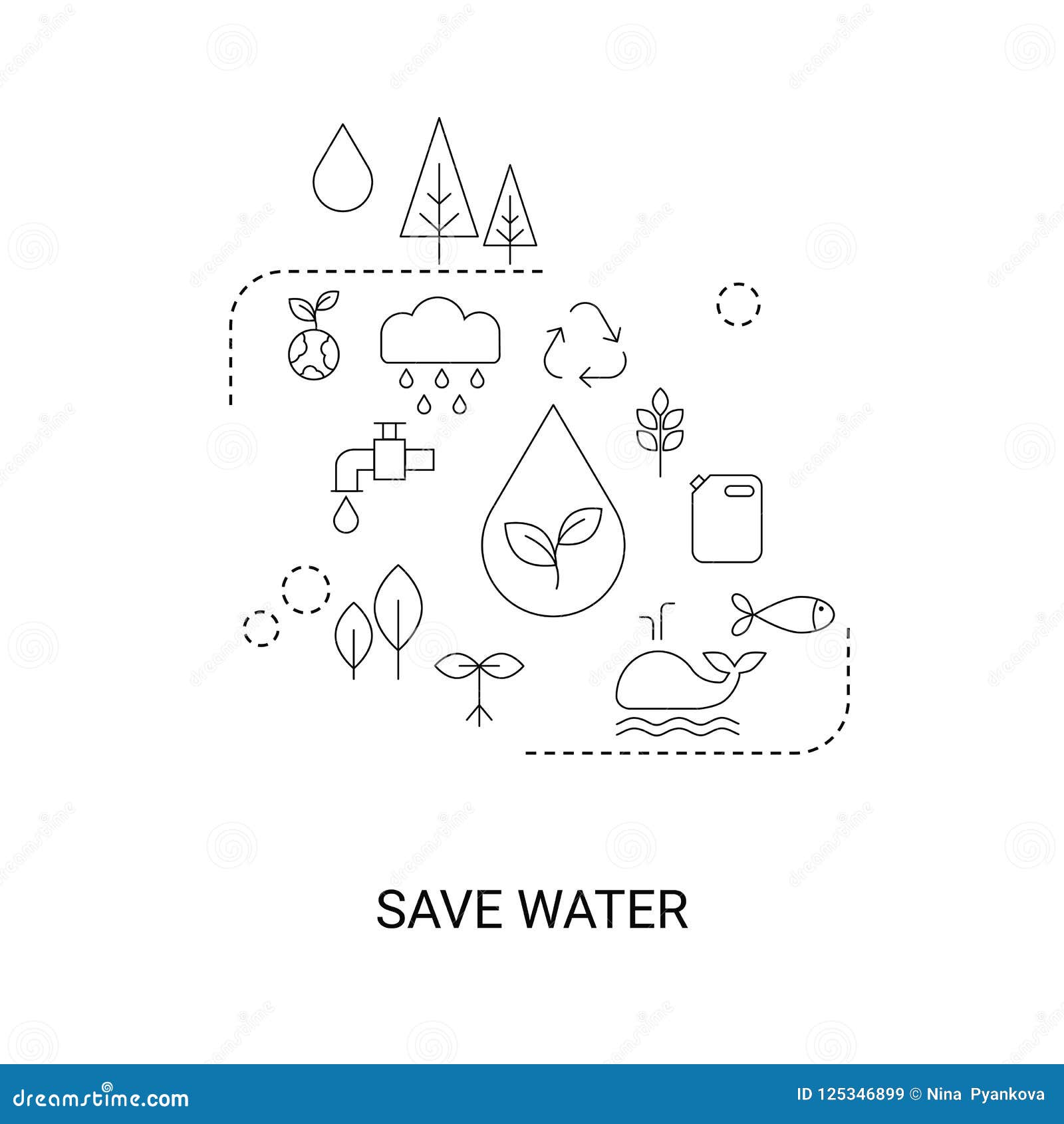 Save water concept stock vector. Illustration of abstract - 125346899