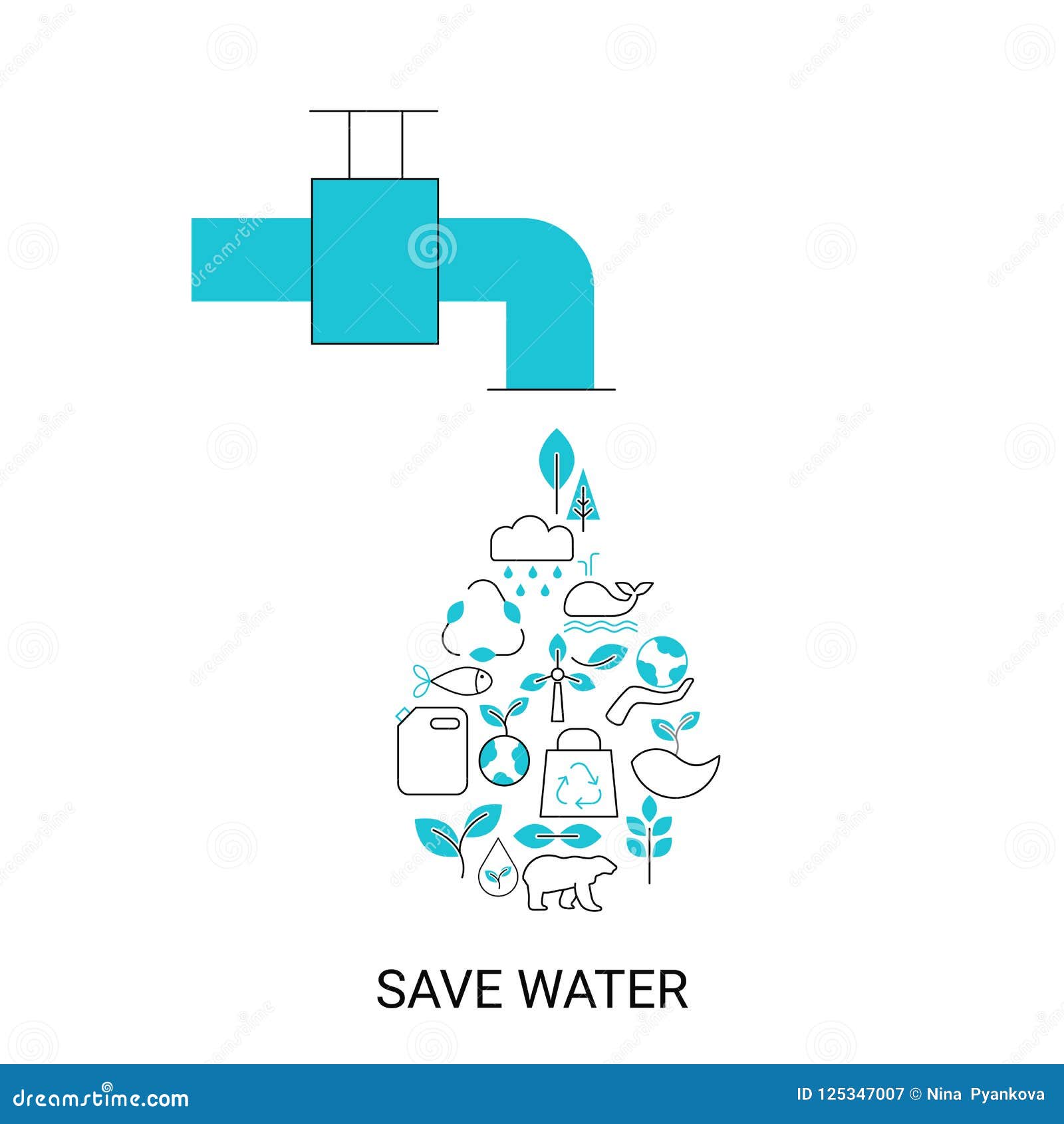 Save water concept stock vector. Illustration of ocean - 125347007
