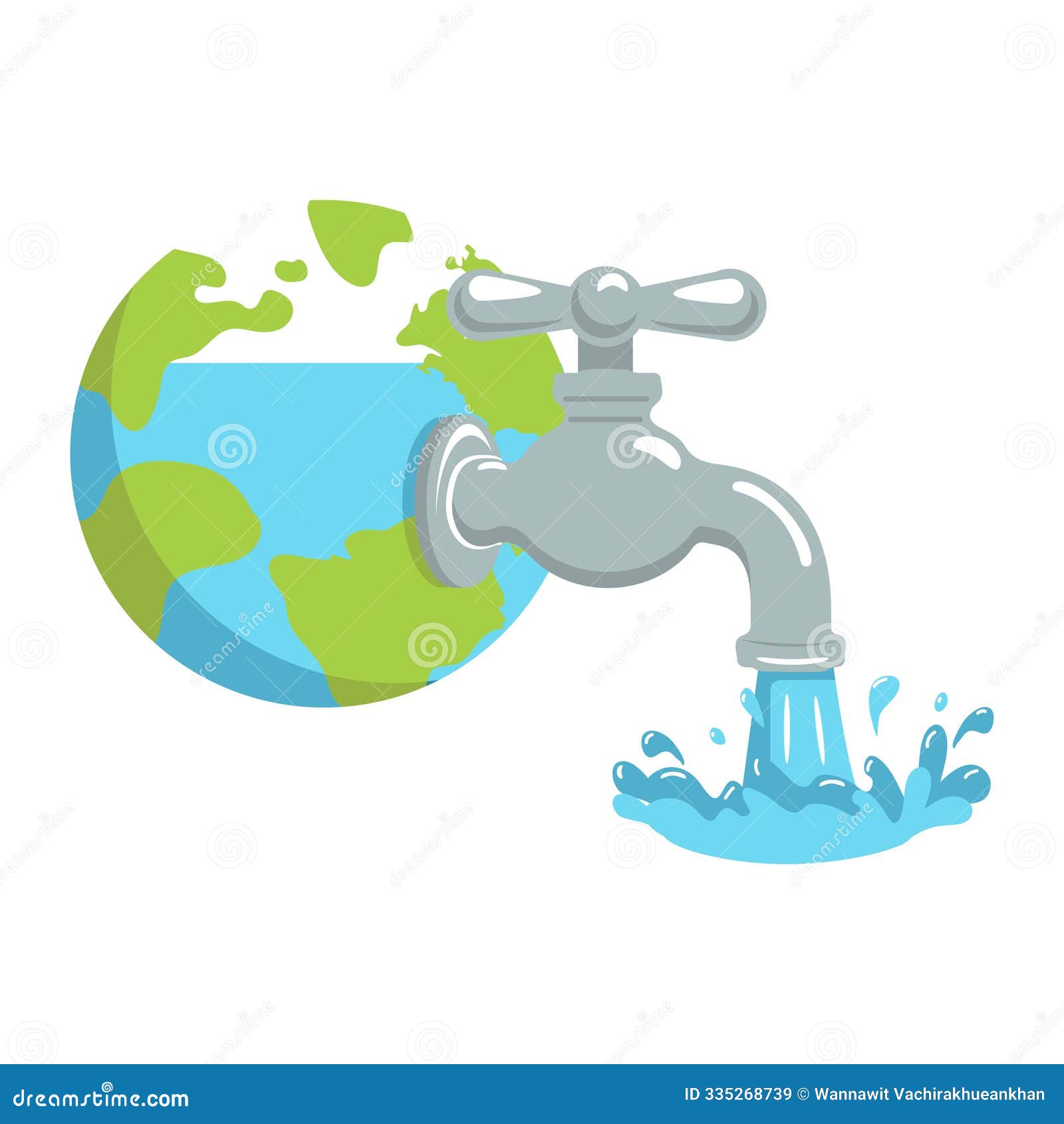 Save Water Concept Water Tap with Earth Globe Stock Vector ...
