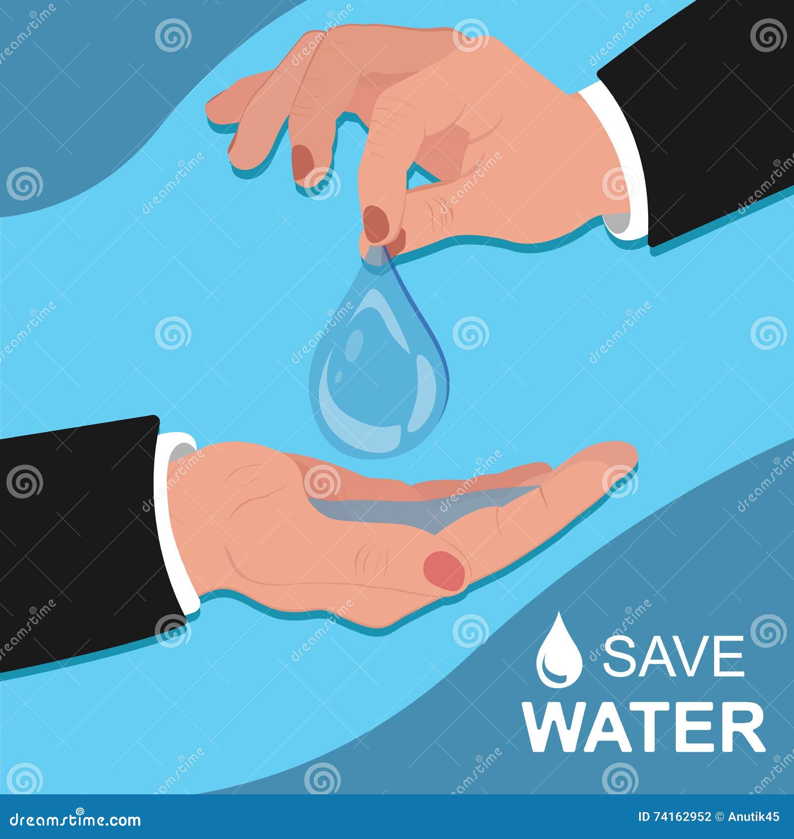 Save Water Concept, Template, Banner, Vector Illustration, Flat Design ...
