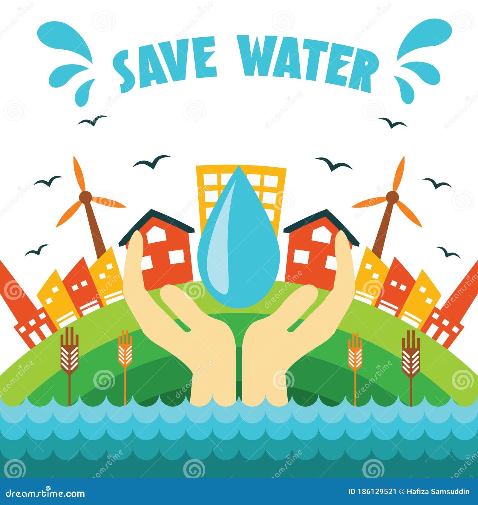 Save Water Concept. Vector Illustration Decorative Design Stock ...