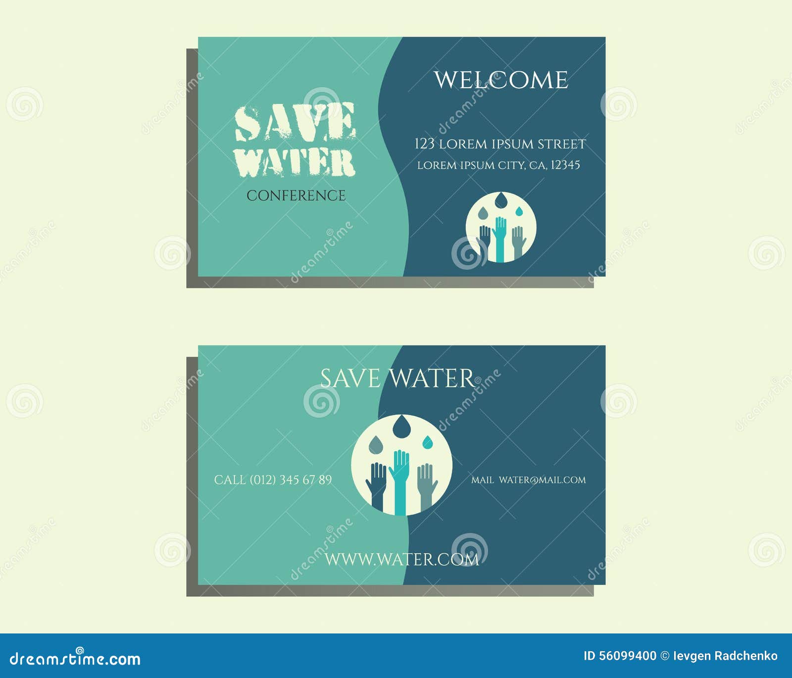 Save Water Conference Visiting Card Template with Stock Vector ...