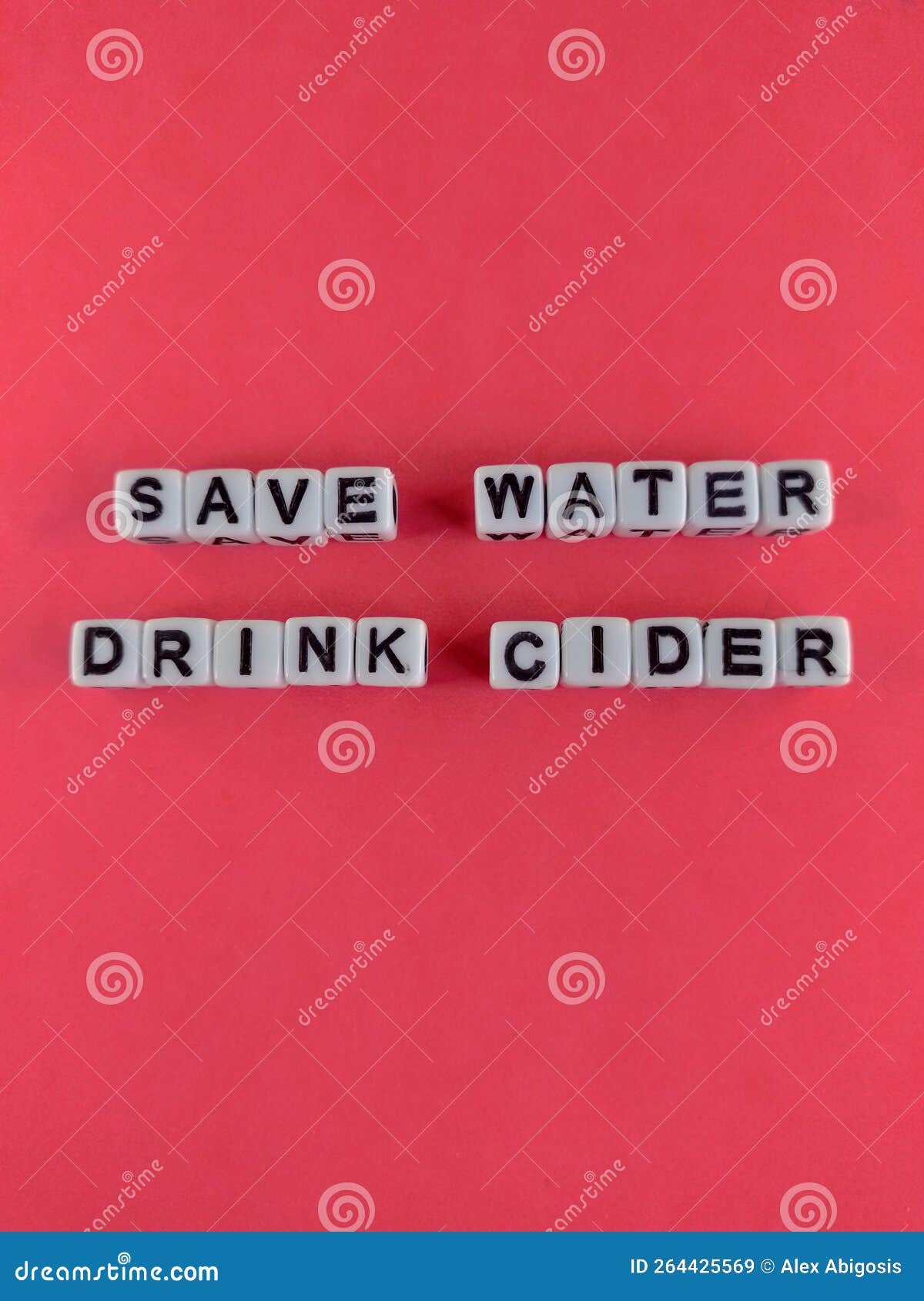Save Water Drink Cider Poster on a Pink Background Stock Image - Image ...
