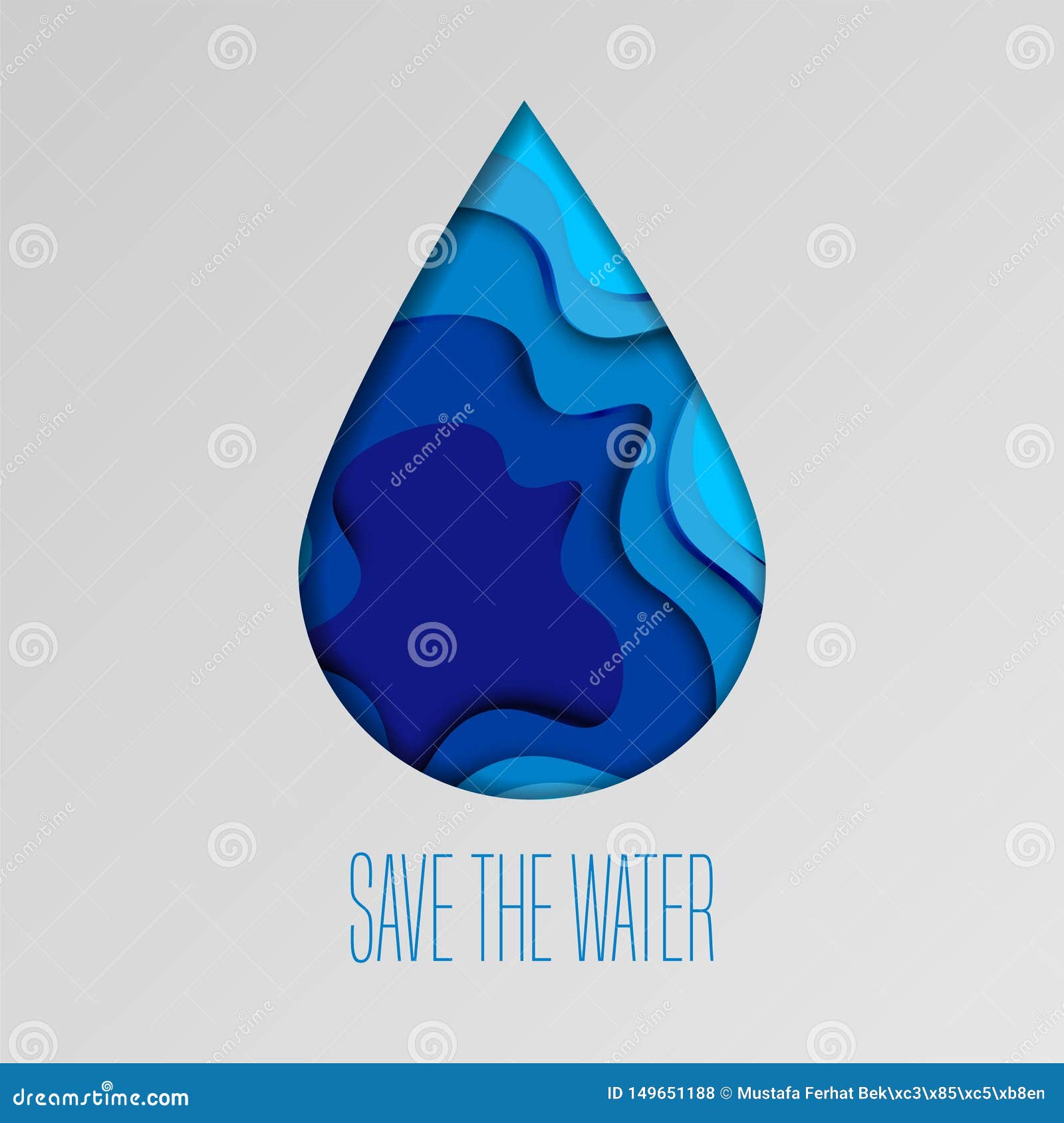 Save the Water - Ecology Concept Background with Paper Cut Water Drop ...