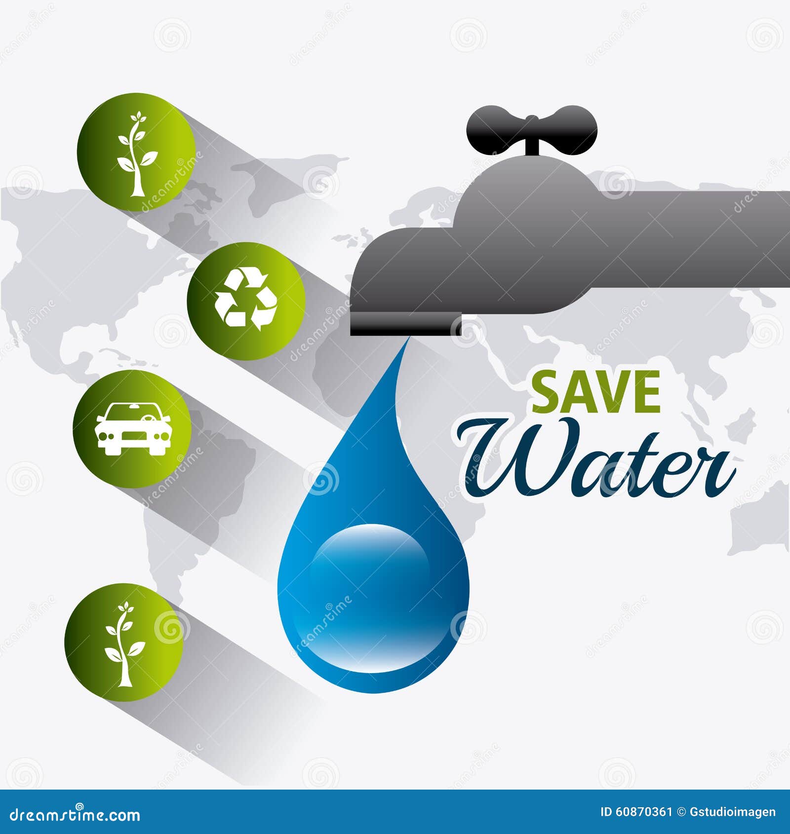 Save water ecology stock vector. Illustration of design - 60870361